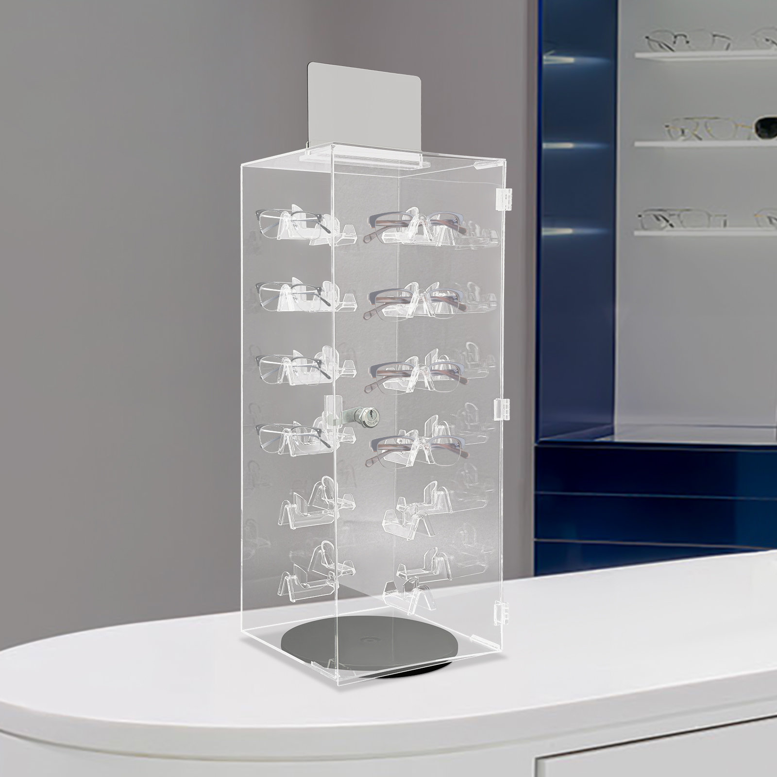 Ivy Bronx Lockable Sunglass Display Case, Acrylic Sunglasses Organizer ...