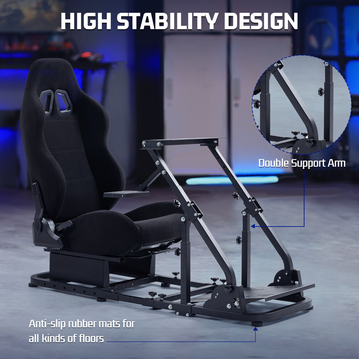 Anman Racing Simulator Wheel Stand with seat fit Logitech Thrustmaster ...