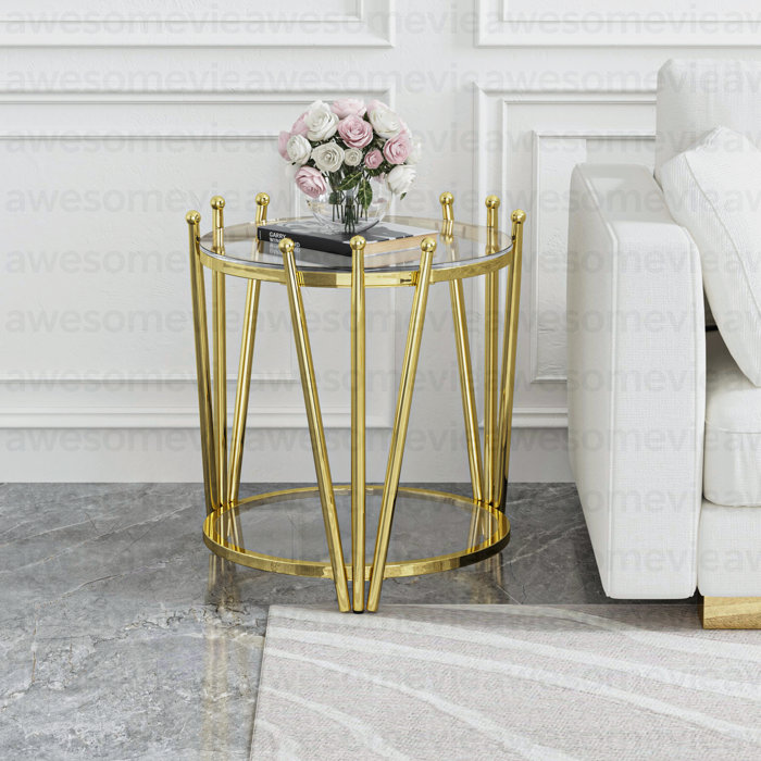 awesomeview 19.69inch Modern Luxury Gold End Table for Living Room ...
