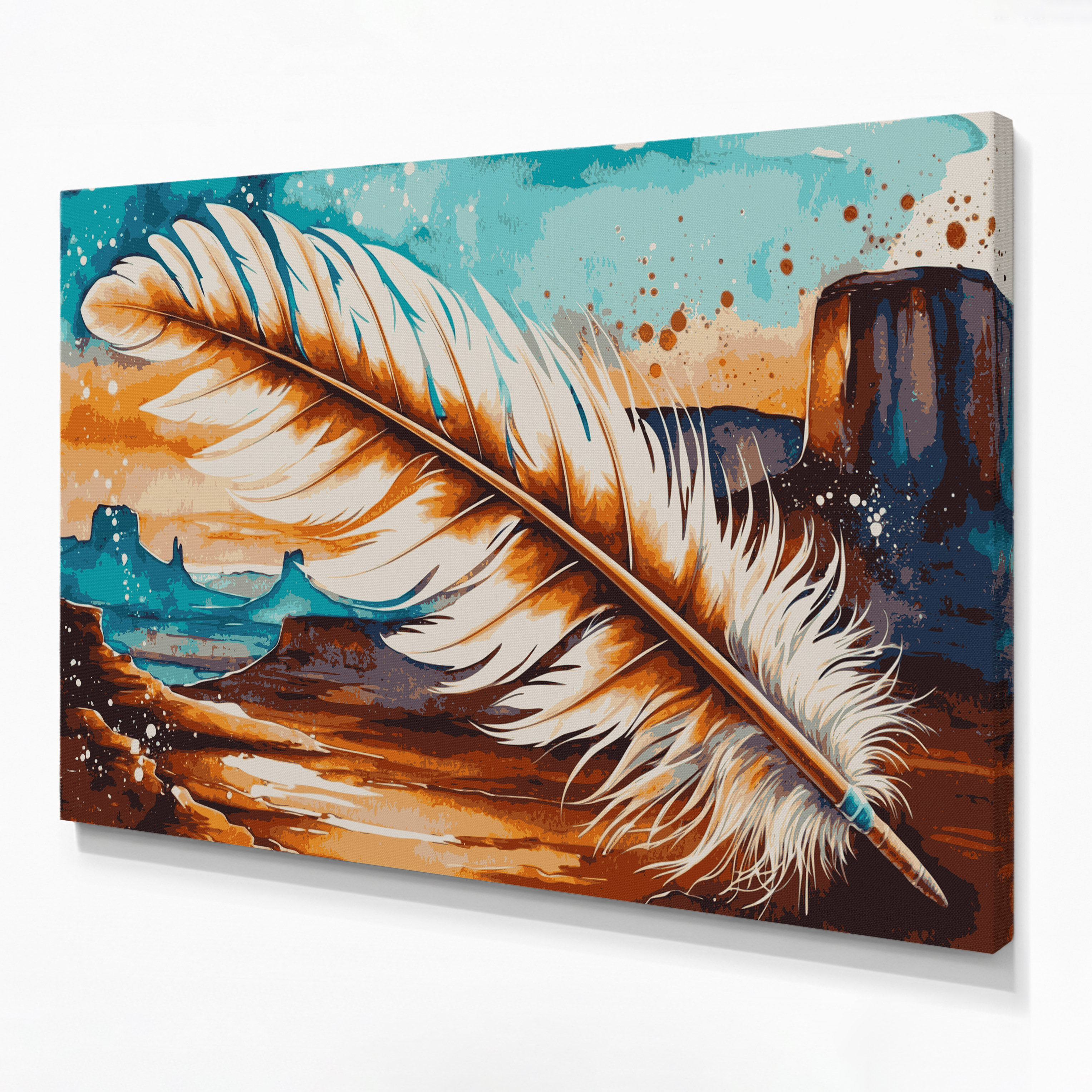 Dakota Fields Southwestern Patterns Eagle Feather 213 Green Canvas Wall ...