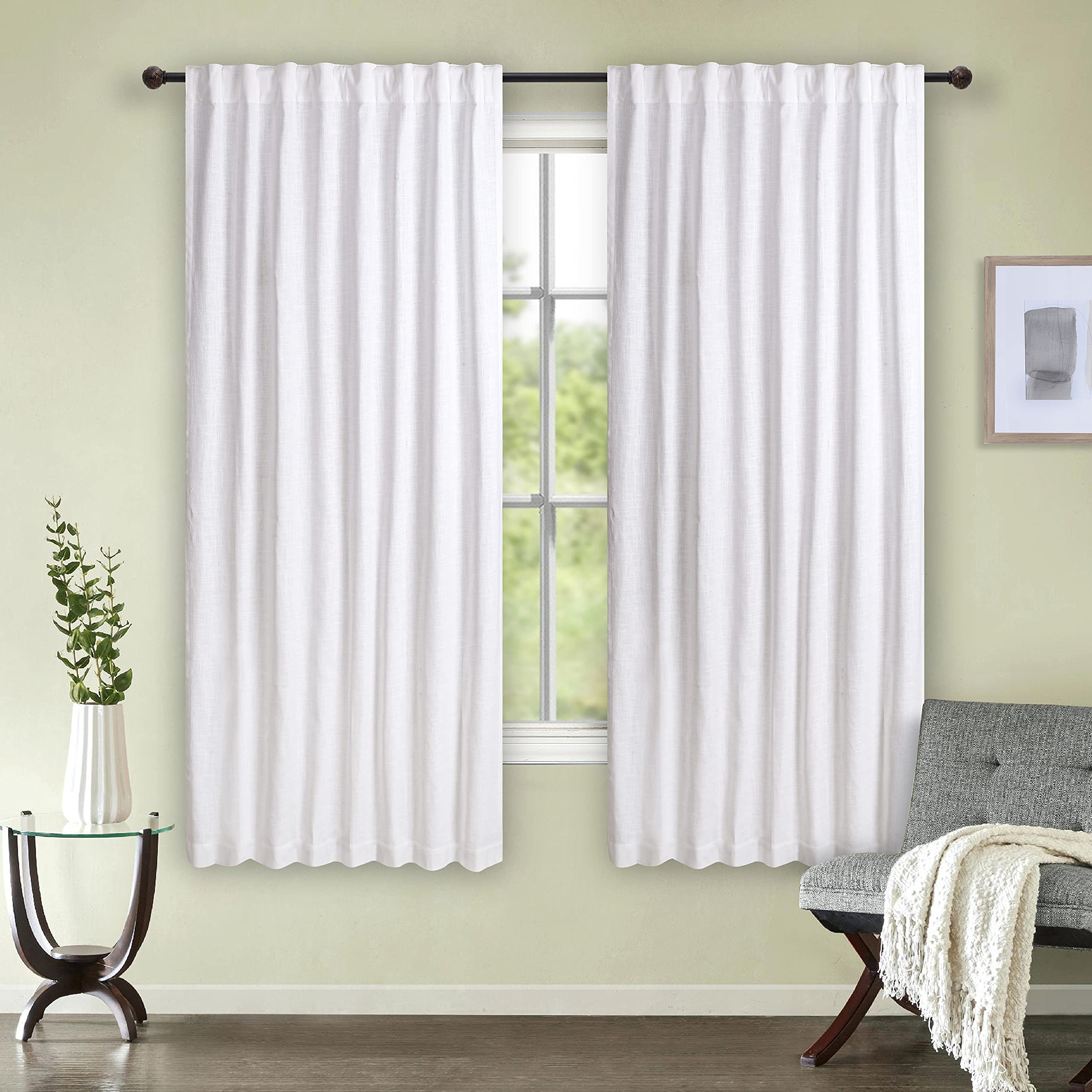 Latitude Run® White Cotton Tab Top Curtains - Elegant Window Drapes ...