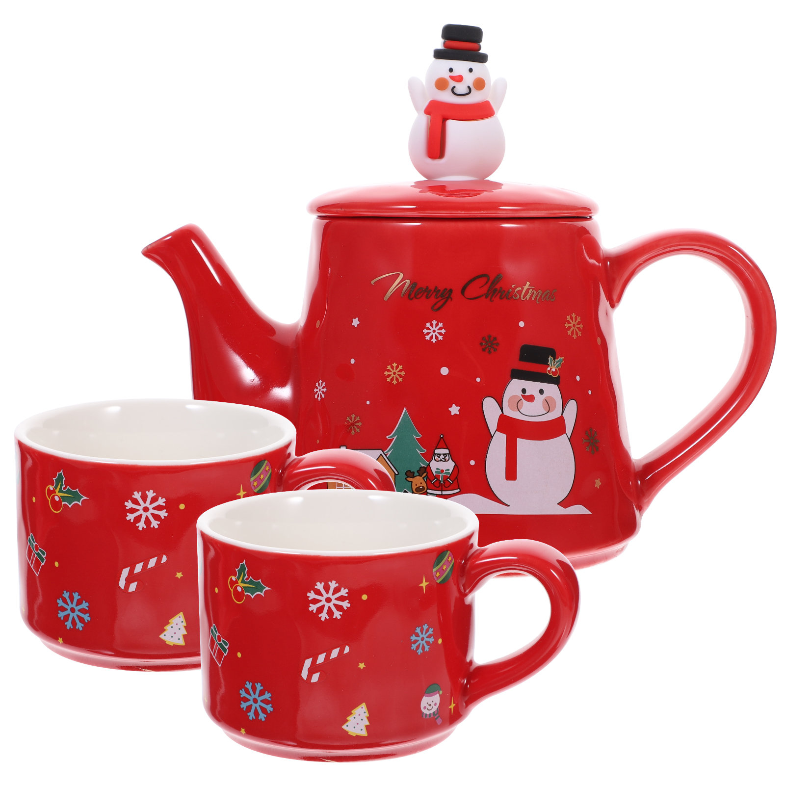 The Holiday Aisle® 1 Set Of Christmas Teapot Ceramic Teapot Christmas ...