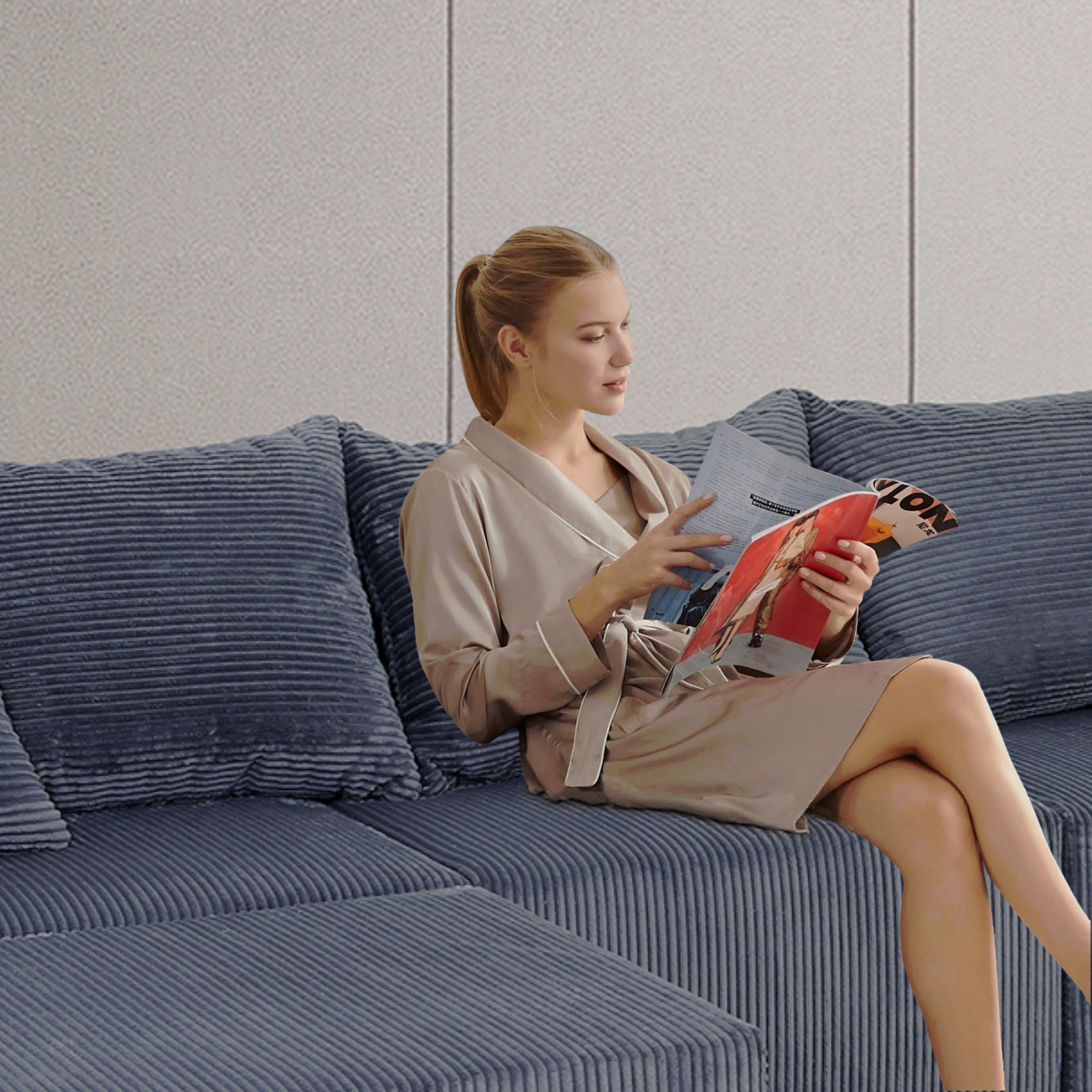 Latitude Run® 4-Piece Modular L-Shaped Sectional Sofa, No Assembly ...