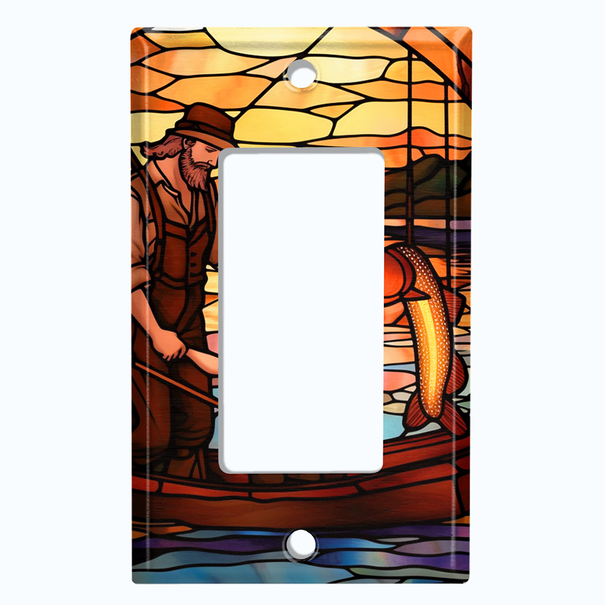 WorldAcc Metal Light Switch Plate Outlet Cover (Fishing Father Son ...