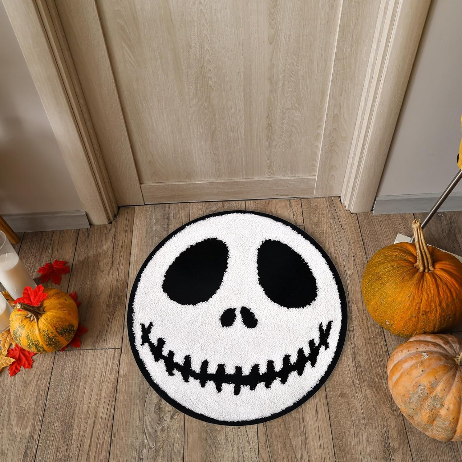 The Holiday Aisle® Jack Halloween Rugs Mat 2Ft Round Non-Slip Cute ...