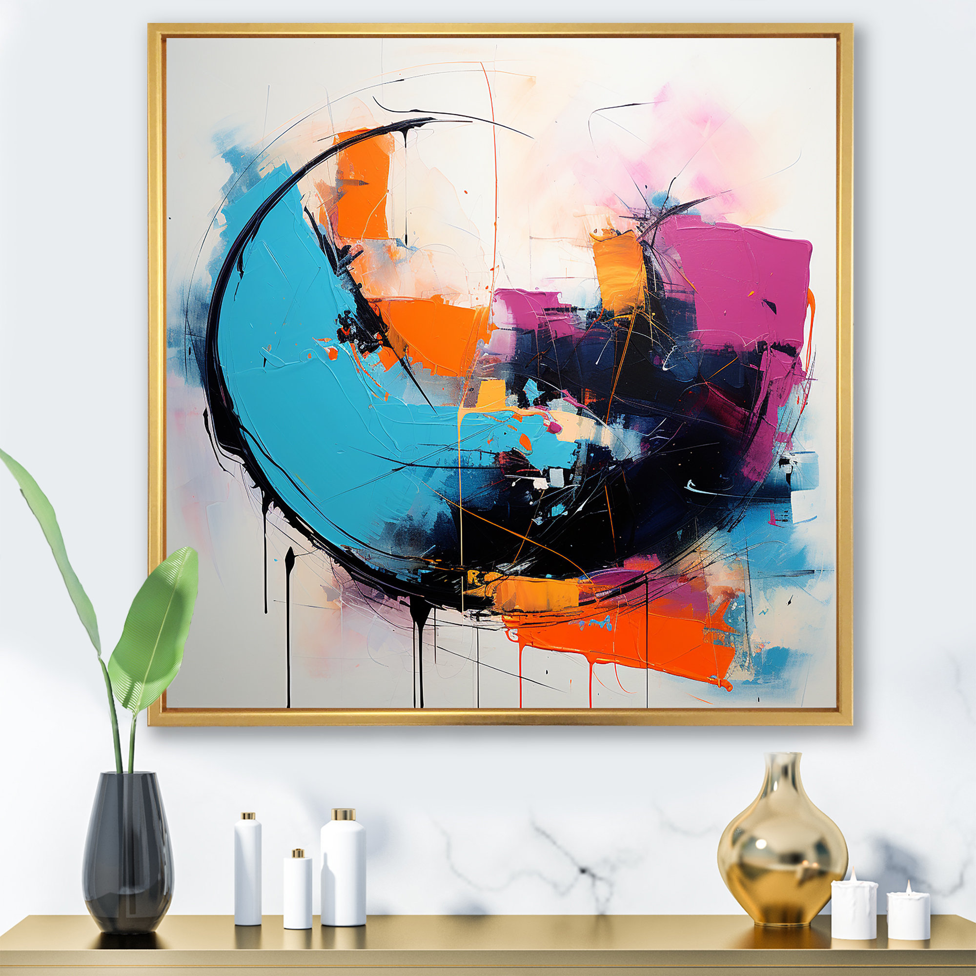 Ivy Bronx Blue And Pink Paint Ink Expression IV - Fractal Wall Art ...