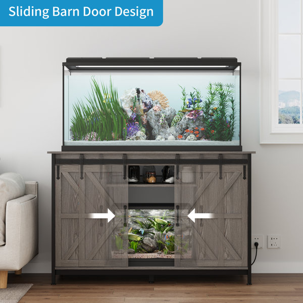 Gracie Oaks Farmhouse 55-75 Gallon Fish Tank Stand with Power Outlet ...