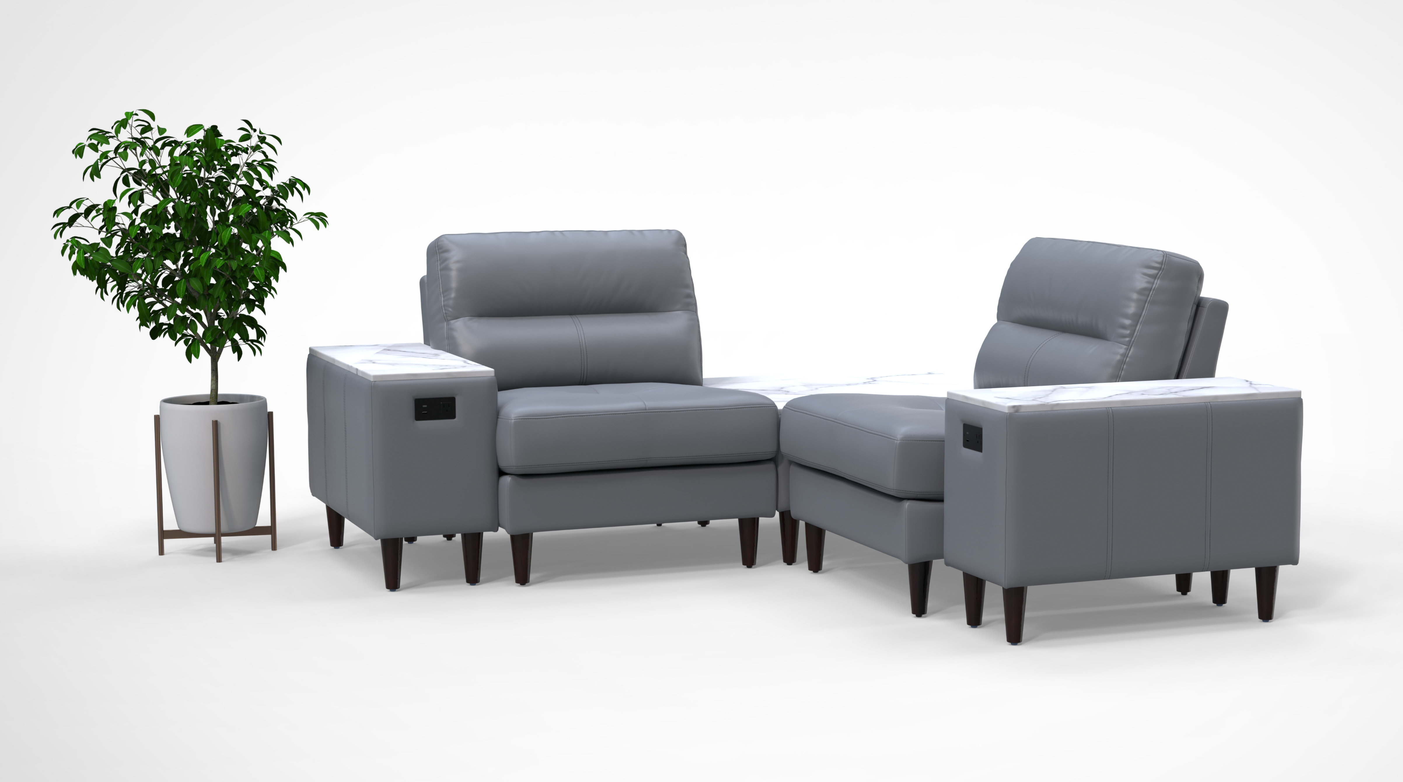 Reunion 2 Person Waiting Room Reception Chairs with Charging Tables Set ...