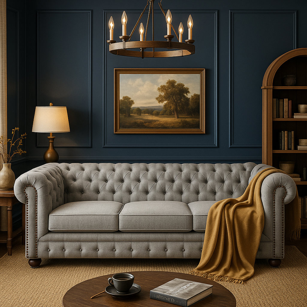Red Barrel Studio Classic Tufted Chesterfield Sofa, 3 Seater Linen ...