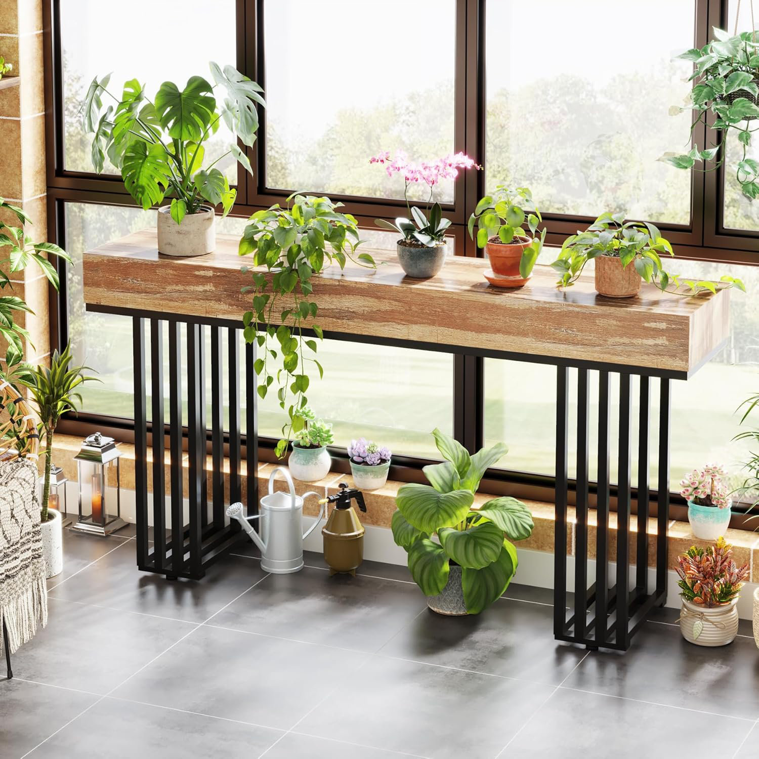 17 Stories 55-Inch Console Table For Entryway, Industrial Wood Hallway ...