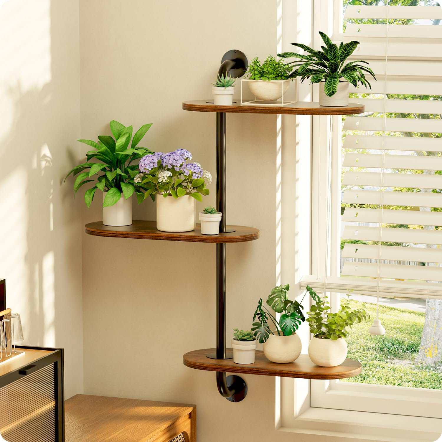 Trent Austin Design Rotating Window Plant Shelves 3-Tier, Wooden Window ...