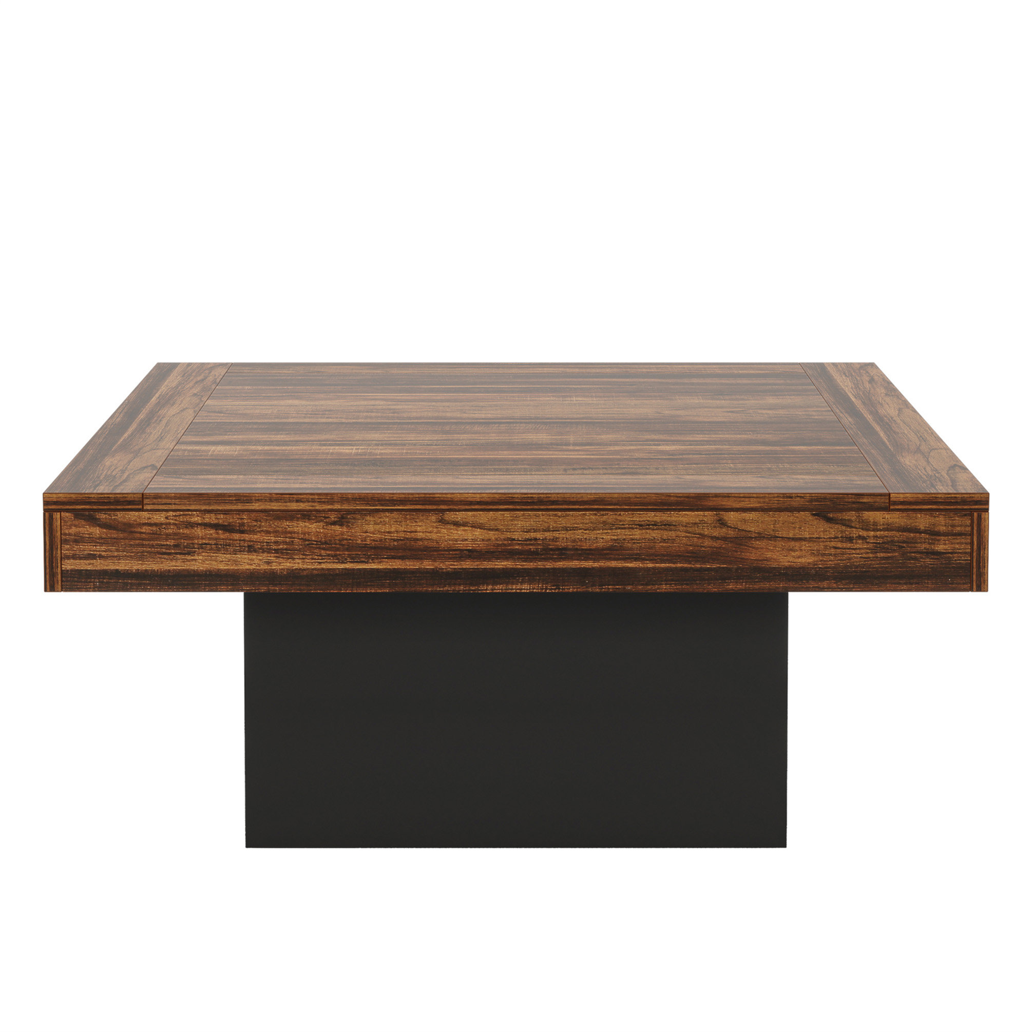 17 Stories 35.4 Inches Farmhouse Square LED Coffee Table – Rustic Brown ...