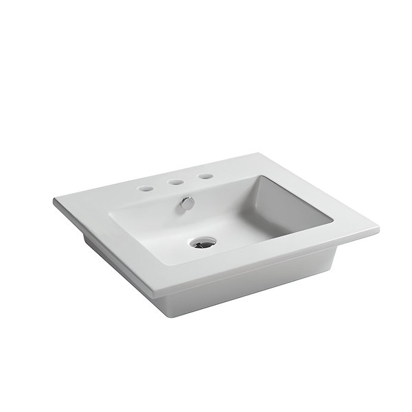 WS Bath Collections 20.3'' Glossy White Ceramic Rectangular Drop-in ...
