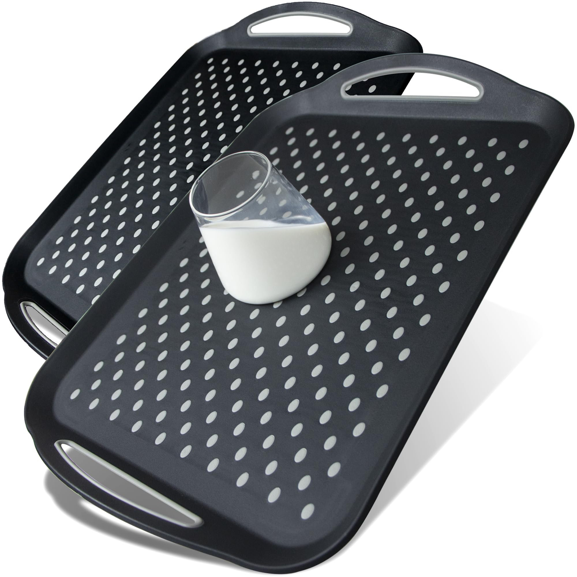 One Allium Way® Large Non Slip Serving Tray With Handles, Silicone ...