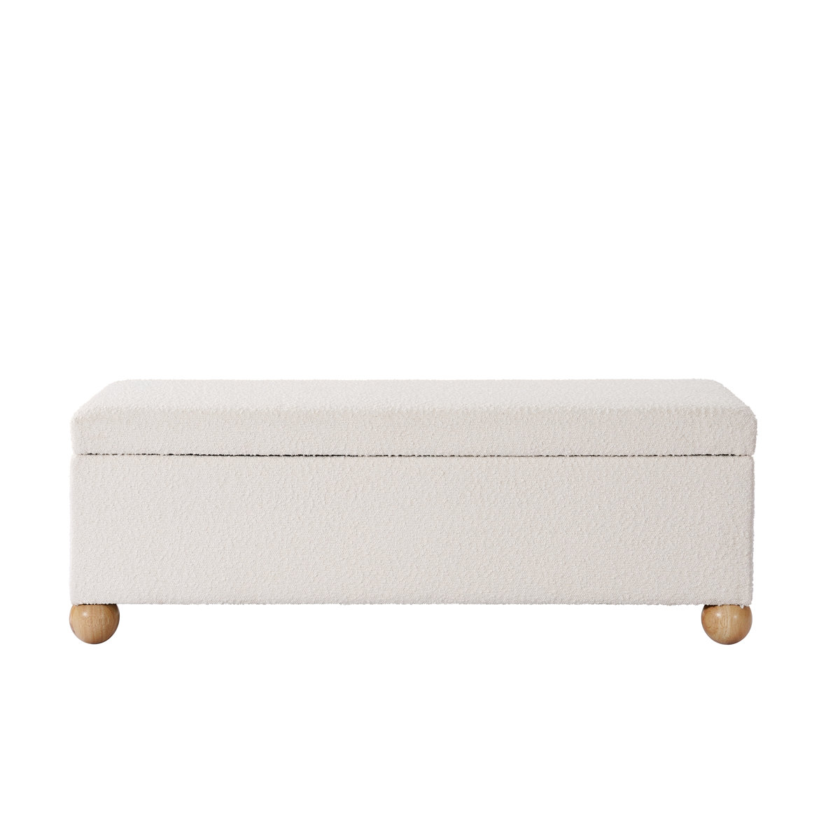 Latitude Run® Jarett Boucle Storage Bench With Solid Wood Ball Feet ...