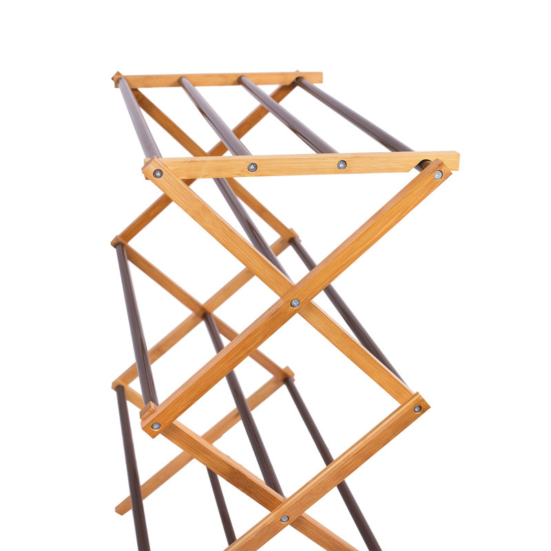 MASMIO Wooden Clothes Drying Rack 3-Tier Foldable Bamboo Laundry Stand ...