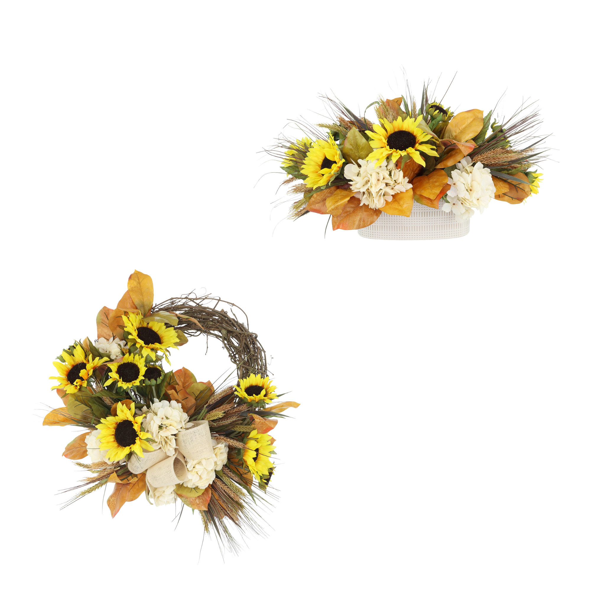 Rosalind Wheeler Sunflower Fall Bundle with 23" Wreath and Floral ...