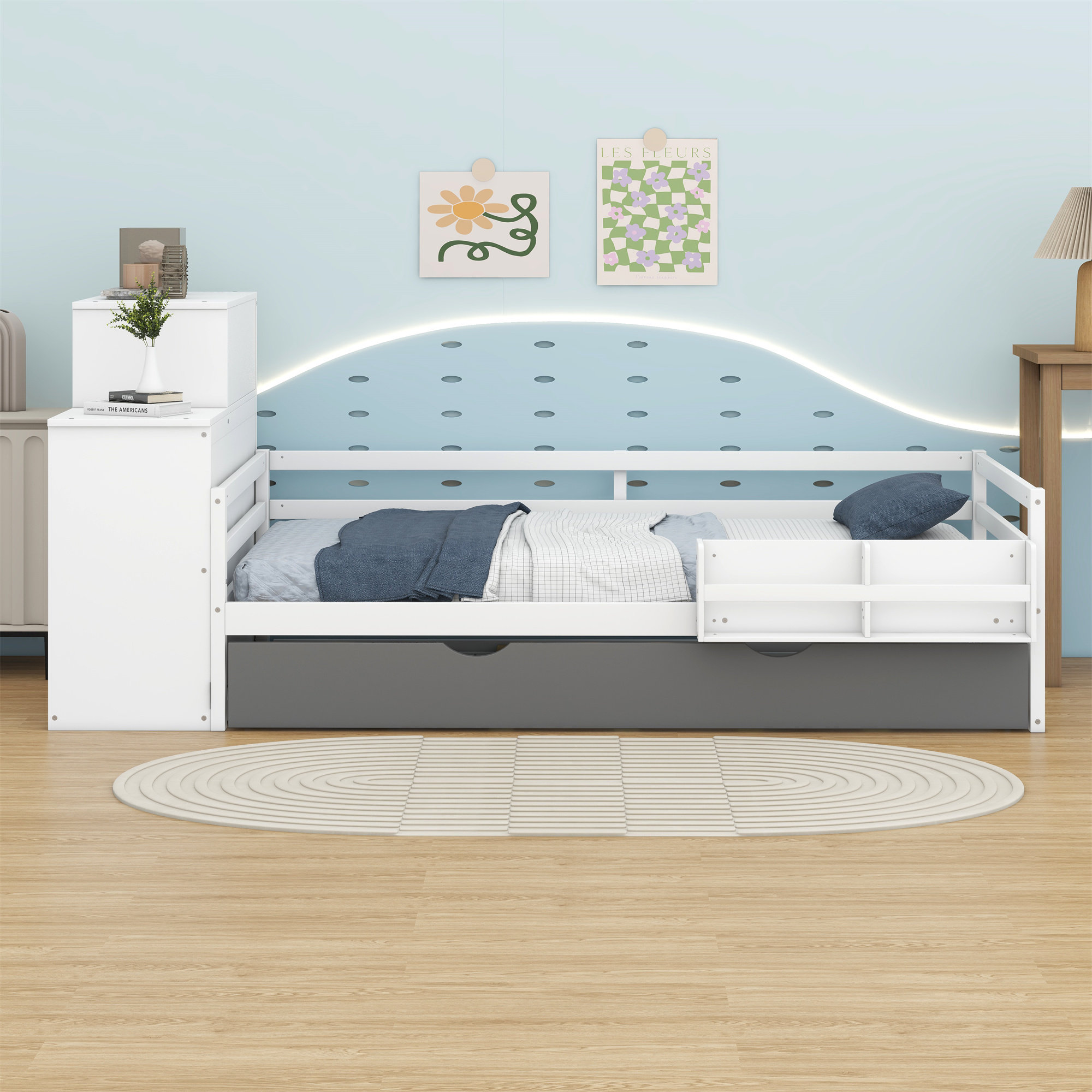 Lark Manor™ Wood Platform Bed With Sample Bookshelf And Movable ...