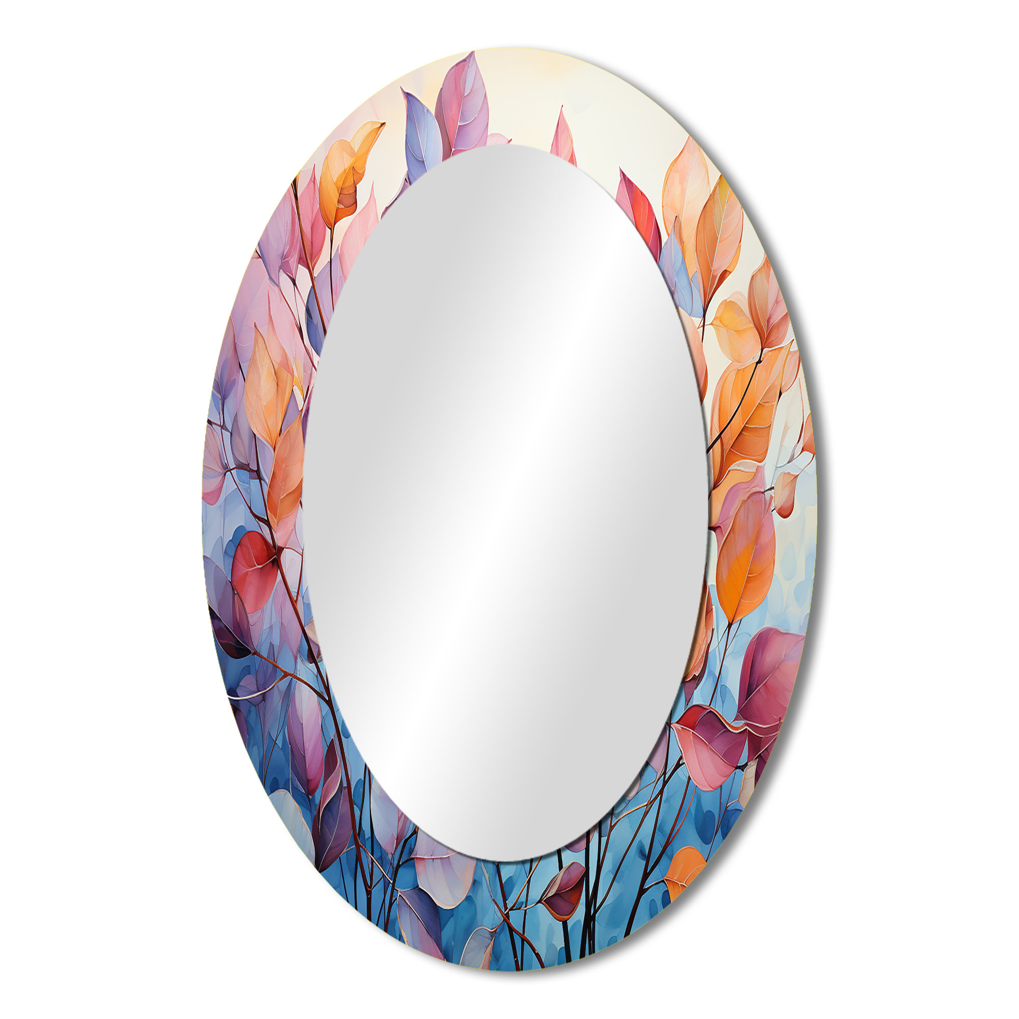Dakota Fields Dreamy Colorful Foliage - Large Oval Wall Mirror On Metal ...