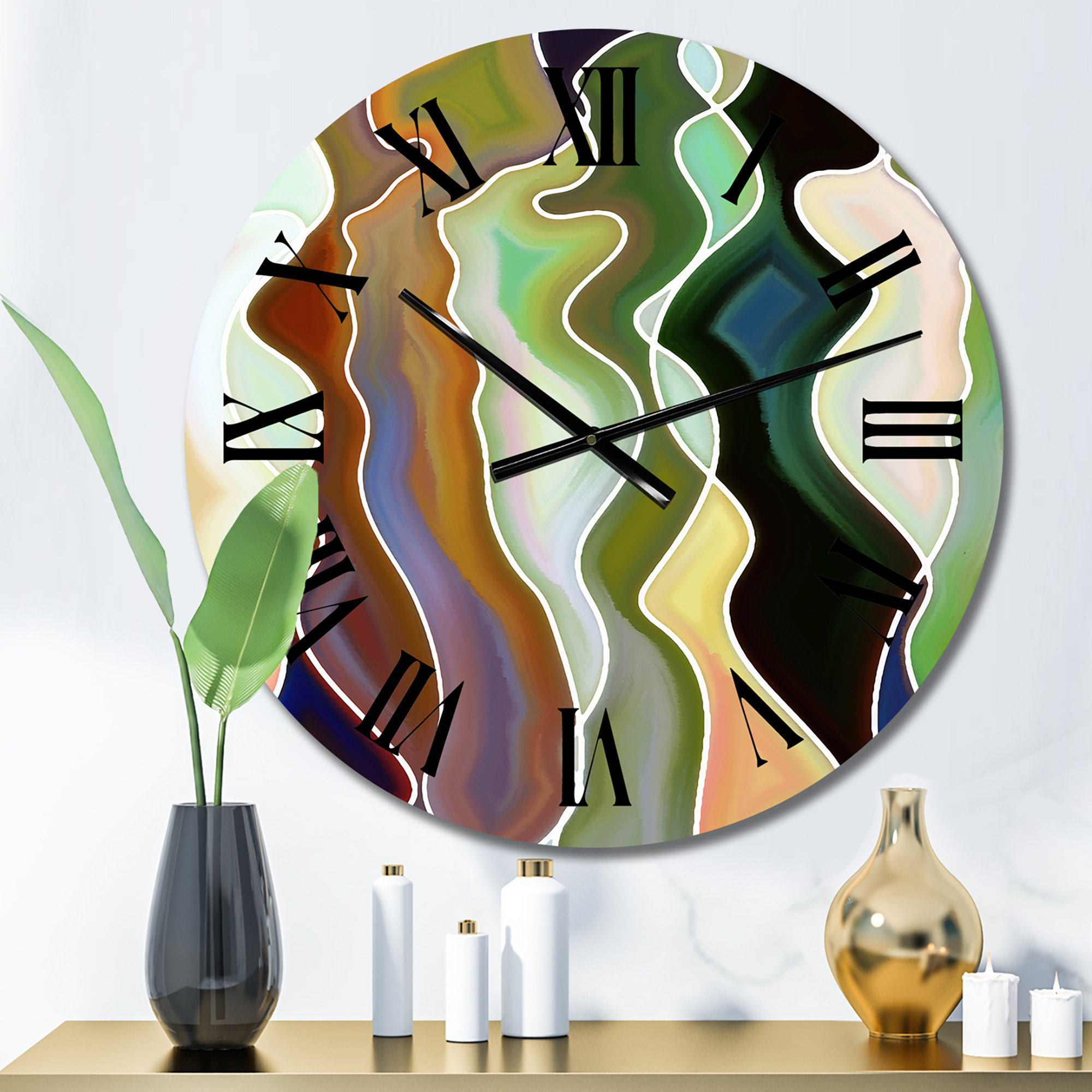 East Urban Home Abstract Colorful Female Curves - Glam Wall Clock | Wayfair