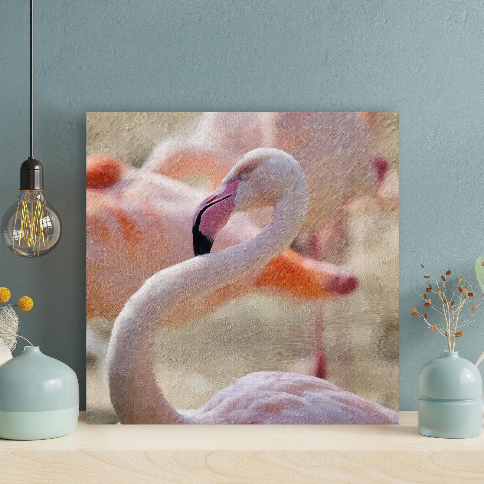 Bayou Breeze Pink Flamingo at Daytime Wrapped Canvas Painting | Wayfair