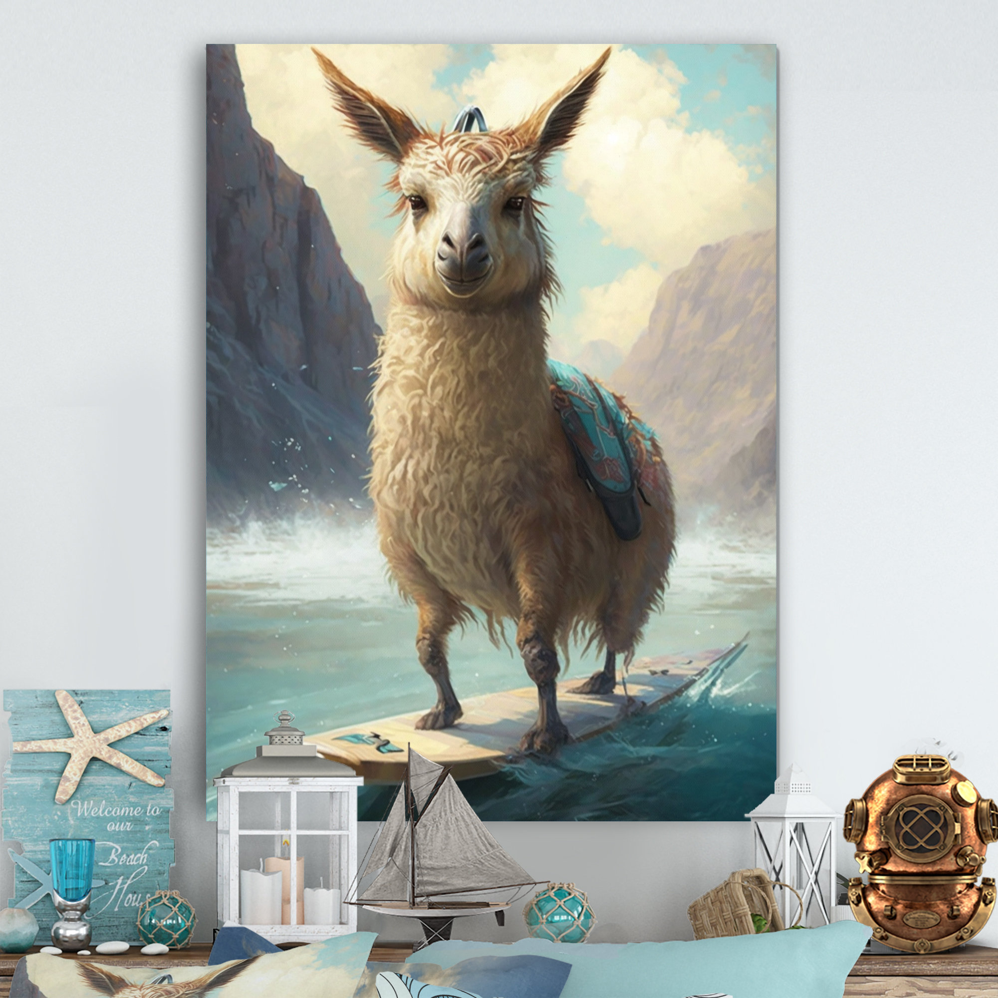 Trinx Llama Surfing I - Animals Canvas Wall Art - Wayfair Canada
