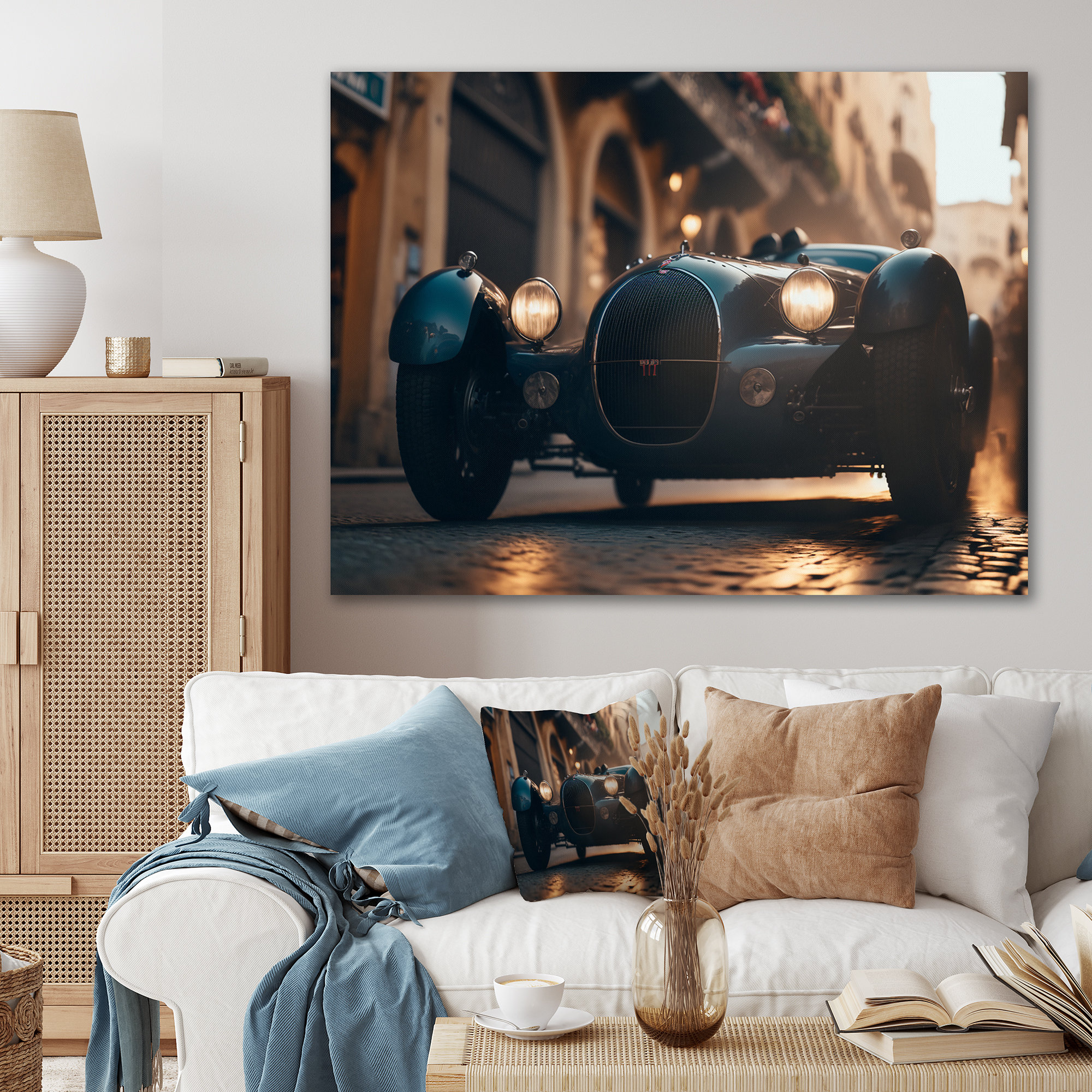 Latitude Run® Vintage Bugatti Racing in Italian Street - Print on ...