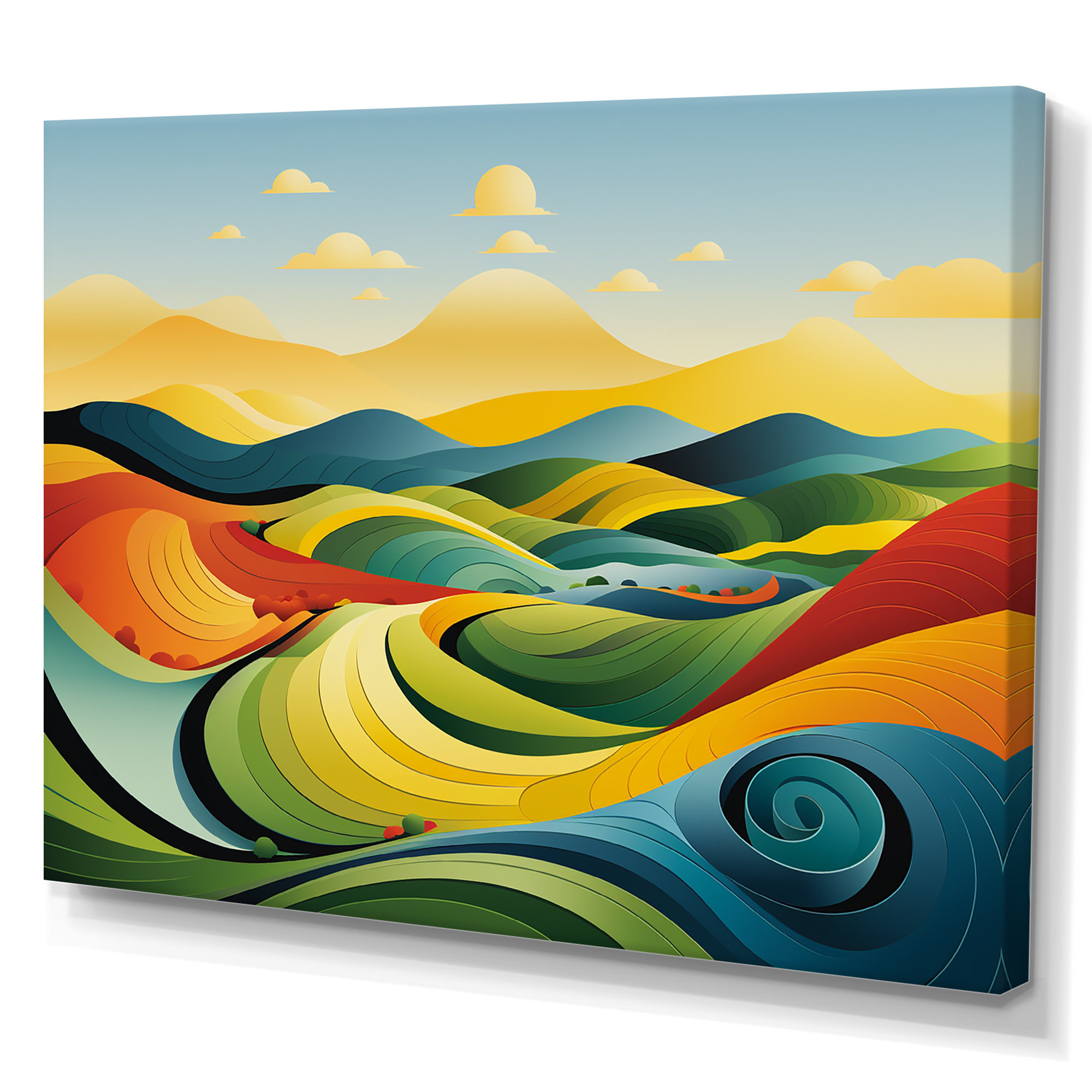Millwood Pines Minimalist Multicolor Line Art Landscape III - Meadow ...