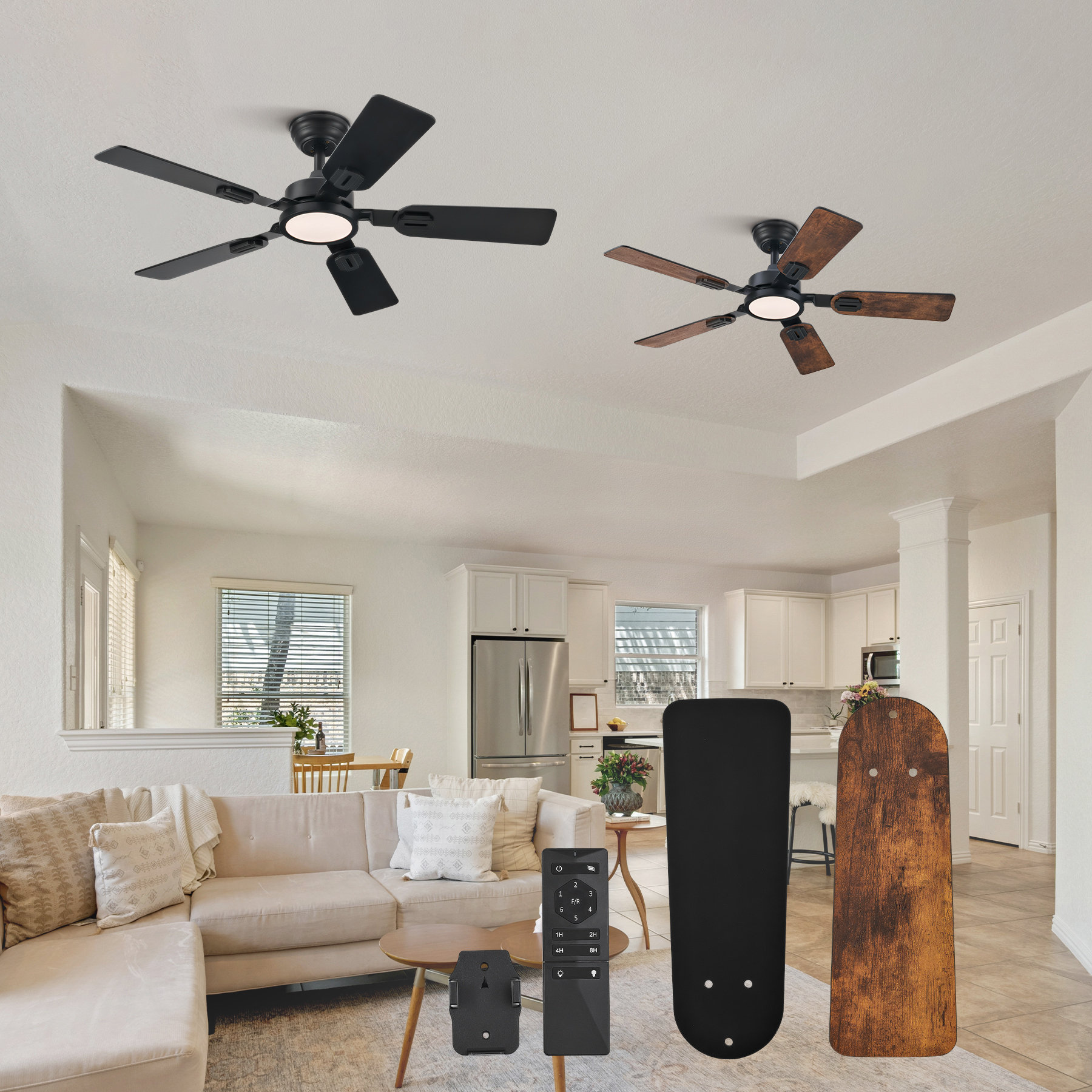Ebern Designs 42" LED Ceiling Fans with Lights and Remote Controls ...
