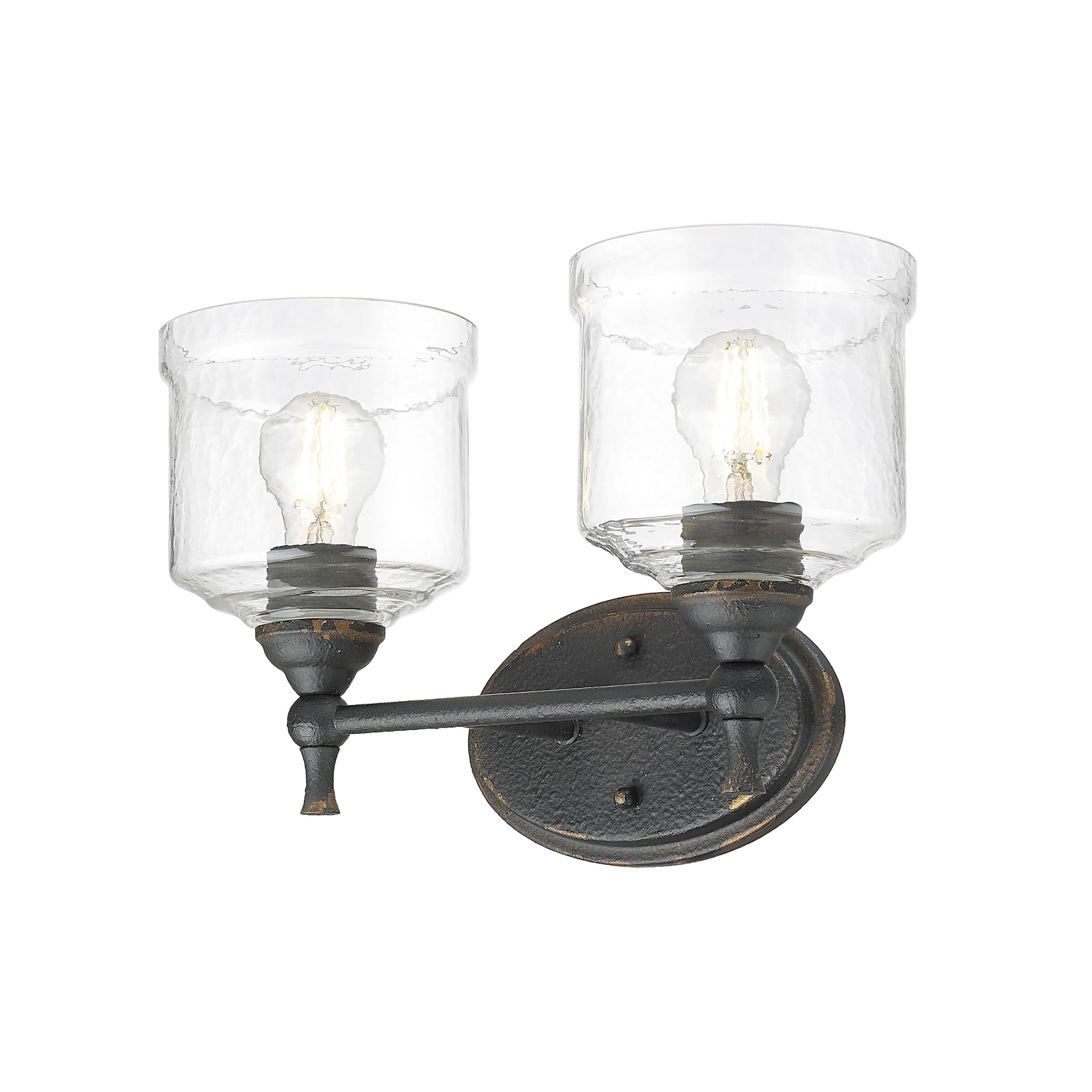 One Allium Way® Corder 2 Light Bath Vanity with Hammered Water Glass ...