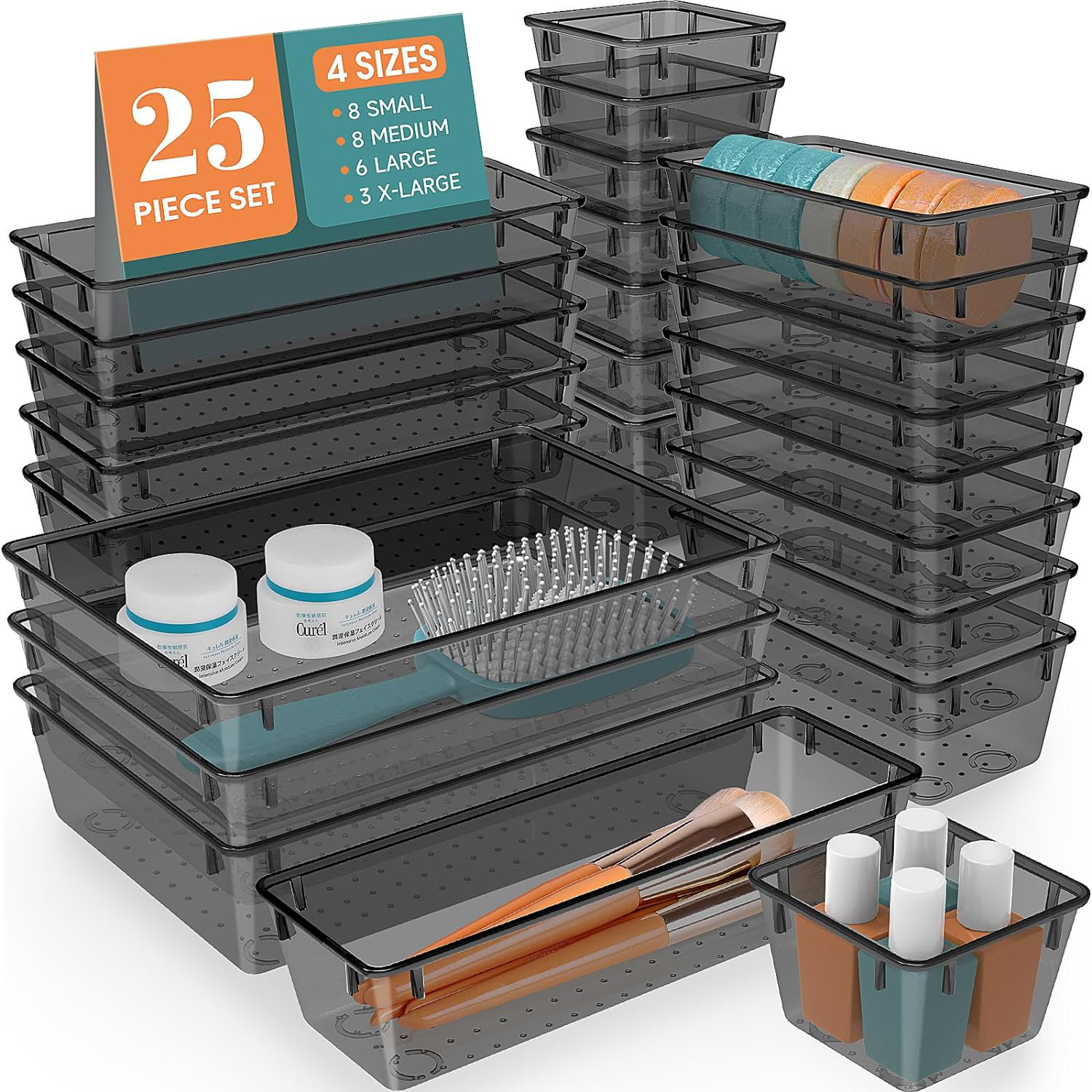 Rebrilliant Plastic Drawer Organizer Set, Desk Drawer Divider ...
