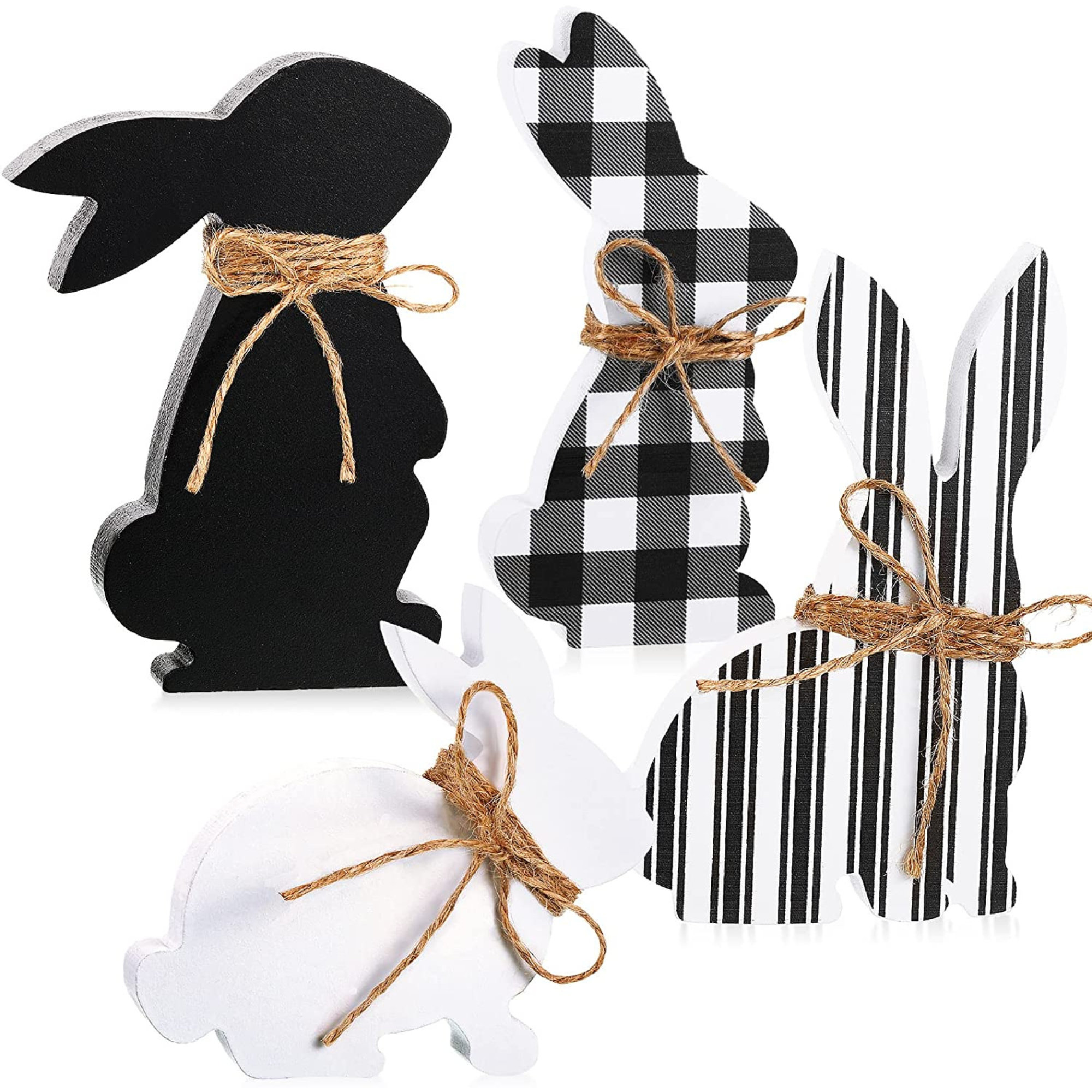 The Holiday Aisle® 4 Pieces Easter Bunny Table Wooden Signs Bunny ...