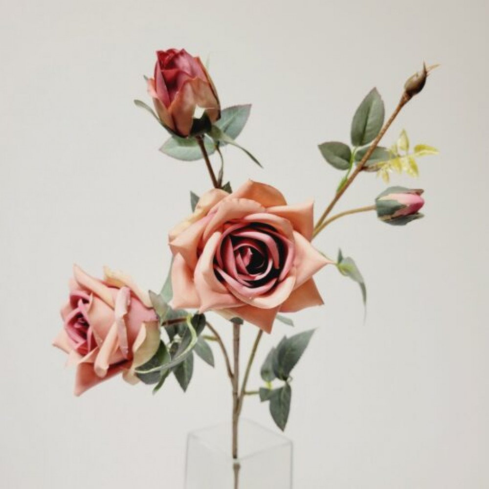 Primrue Dusty Mauve Rose Spray With 2 Buds Artificial Flowers - Wayfair ...