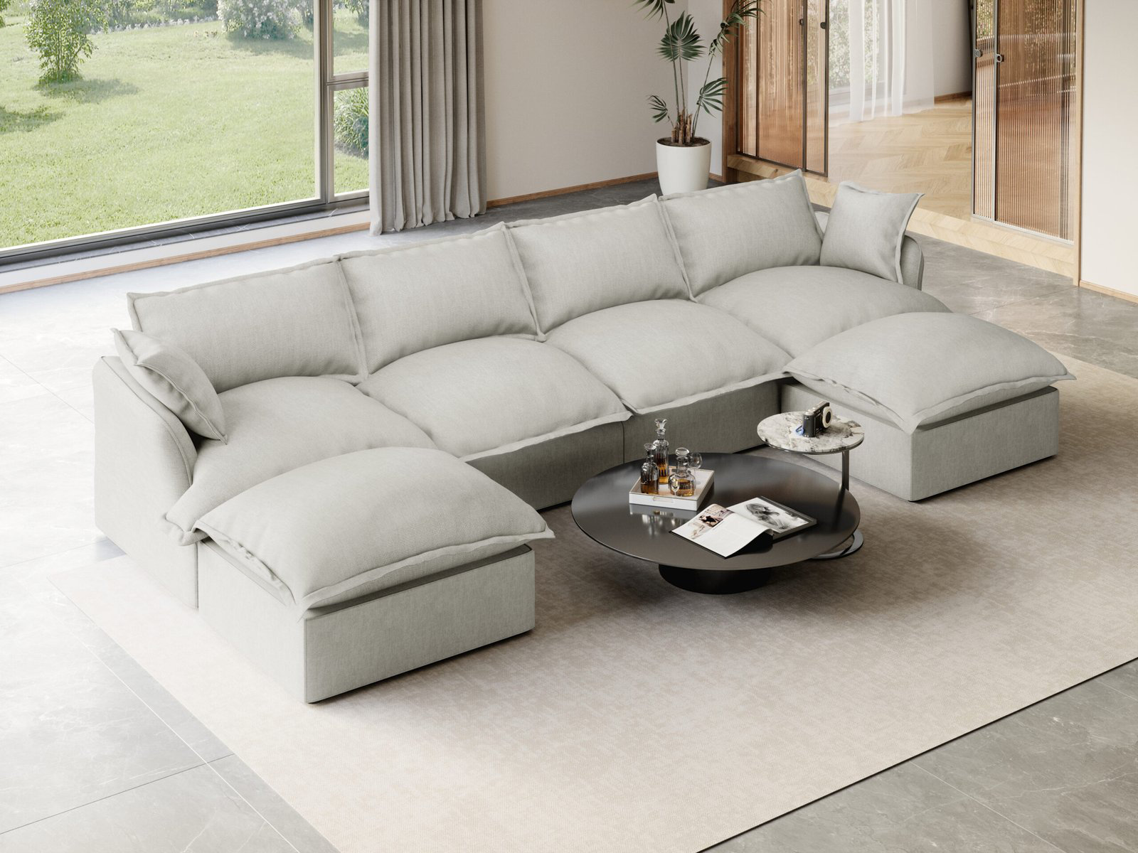 CloudLounge Co. Modular Sectional Couch Down Filled Sofa, Comfty Convertible Deep Seat Cloud ...