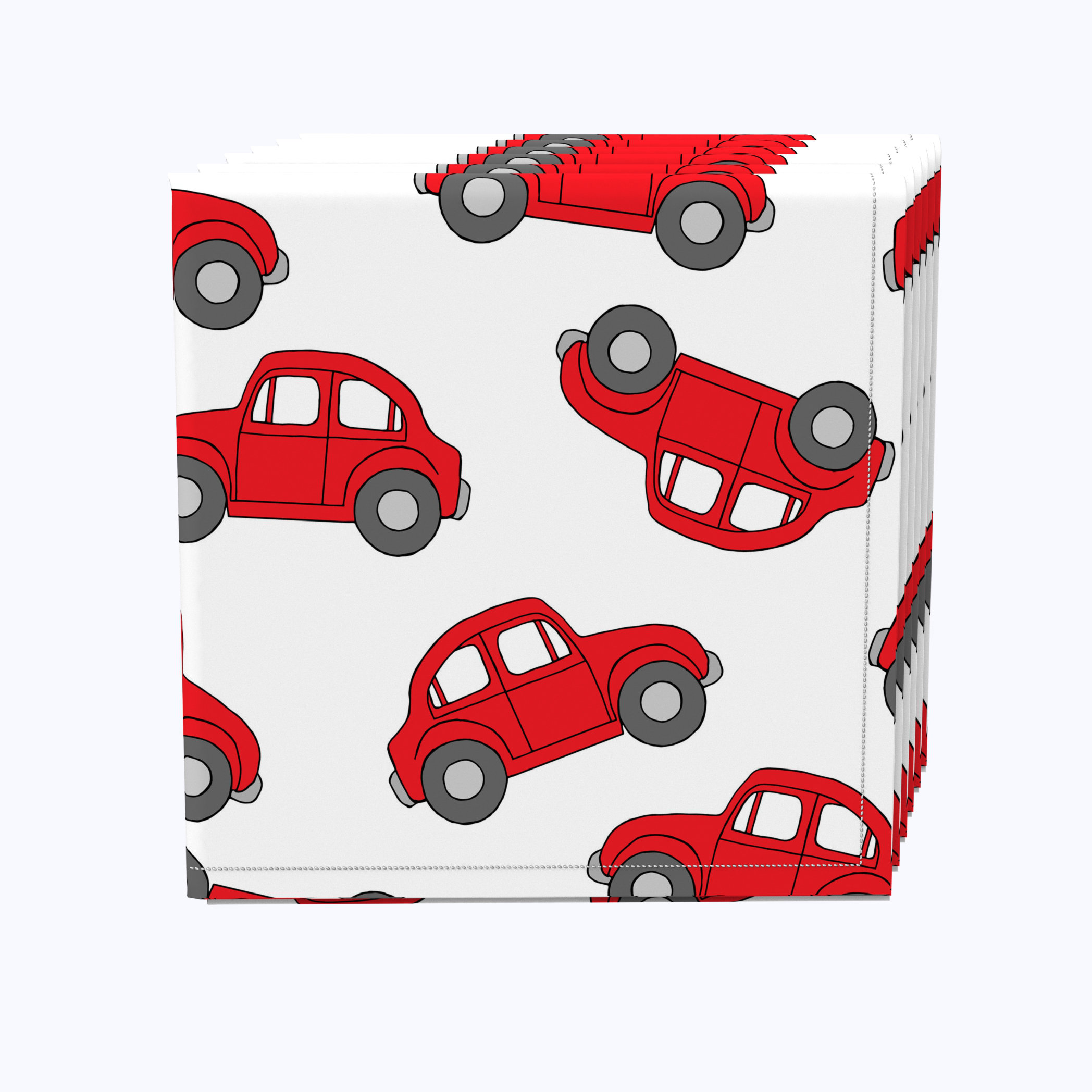 East Urban Home Napkin Set Of 4, 100% Cotton, 20X20", Red Vintage Cars ...