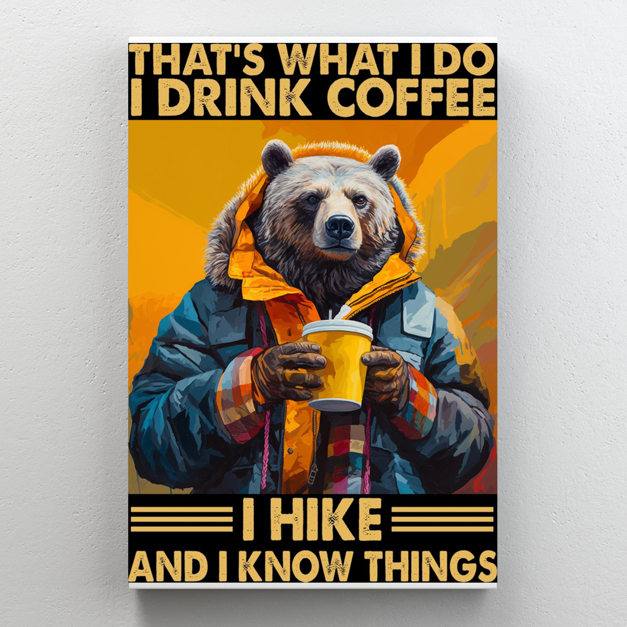 Trinx Bear I Drink Coffee I Hike - 1 Piece Rectangle Gra Bear I Drink ...