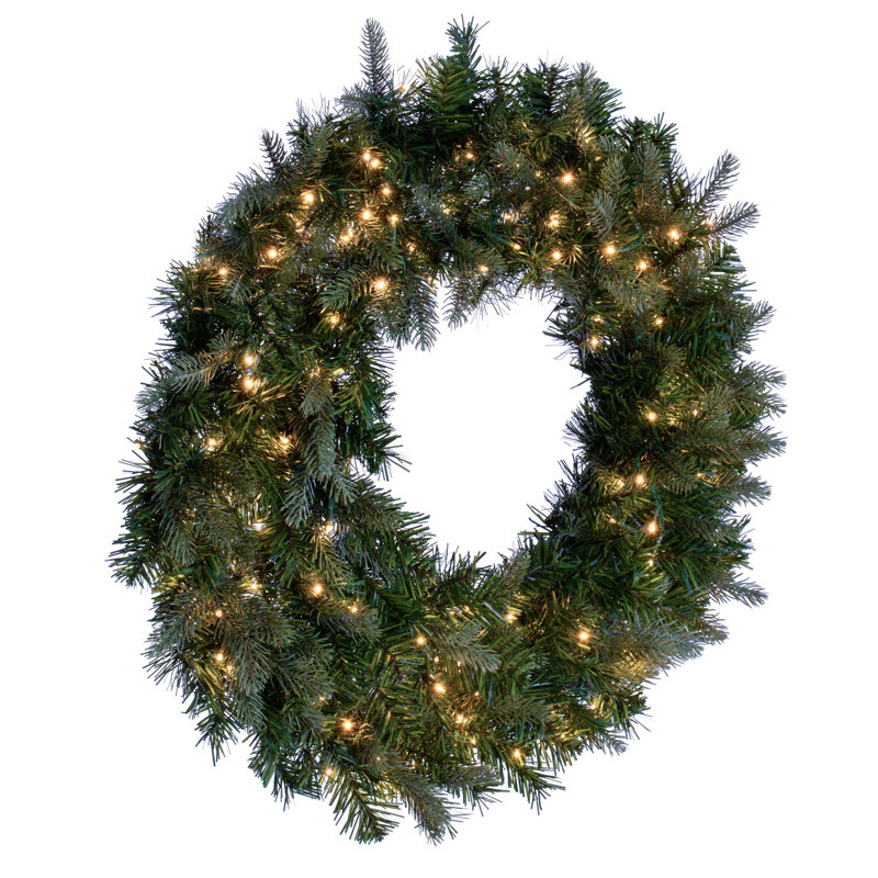 Primrue Douglas Fir Pre-Lit 36" Lighted PVC Wreath | Wayfair
