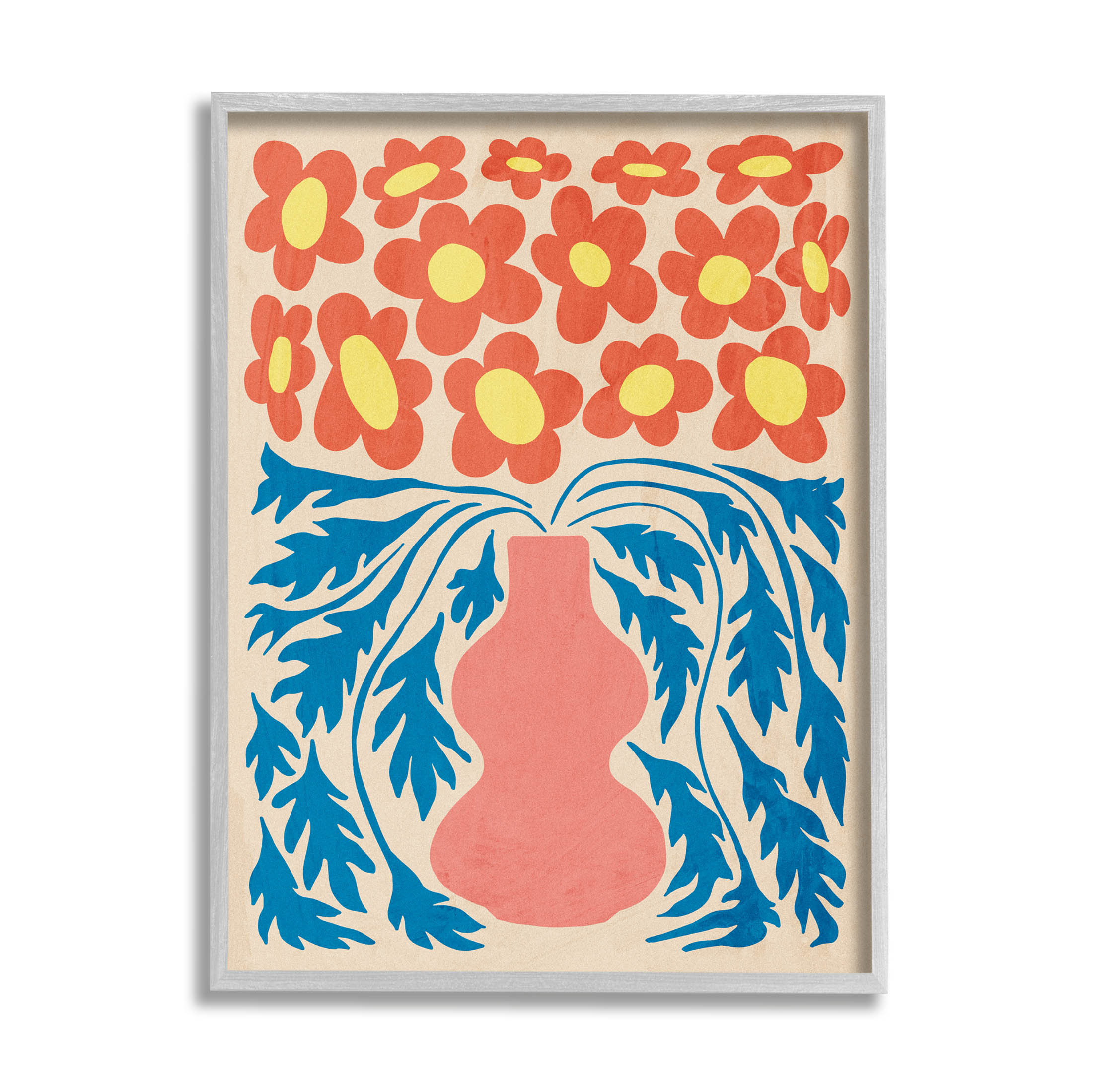 Stupell Industries Retro Flower Pattern Vase Giclee Art By Ziwei Li ...