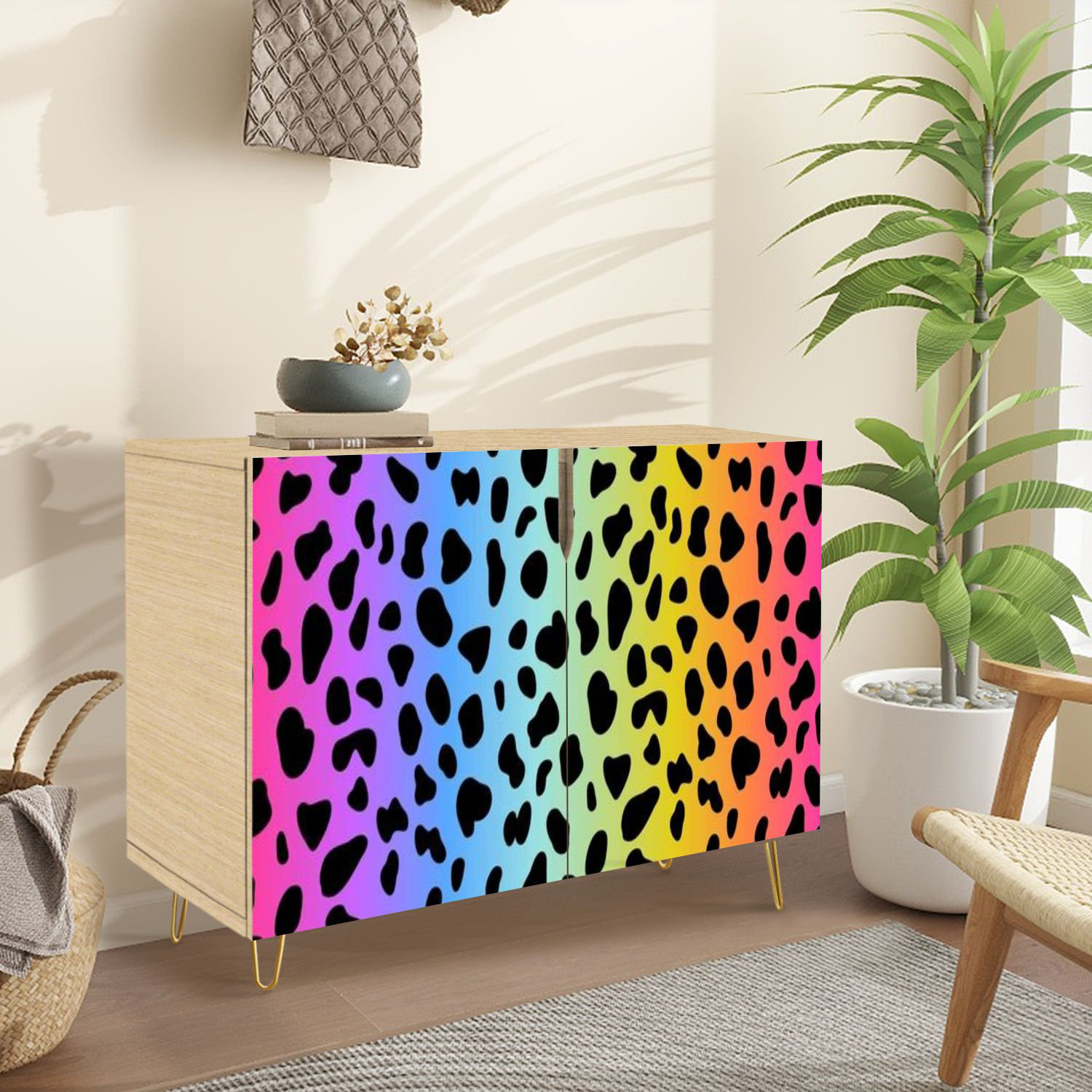 Dakota Fields Sideboard Buffet Cabinet with Storage Rainbow leopard ...