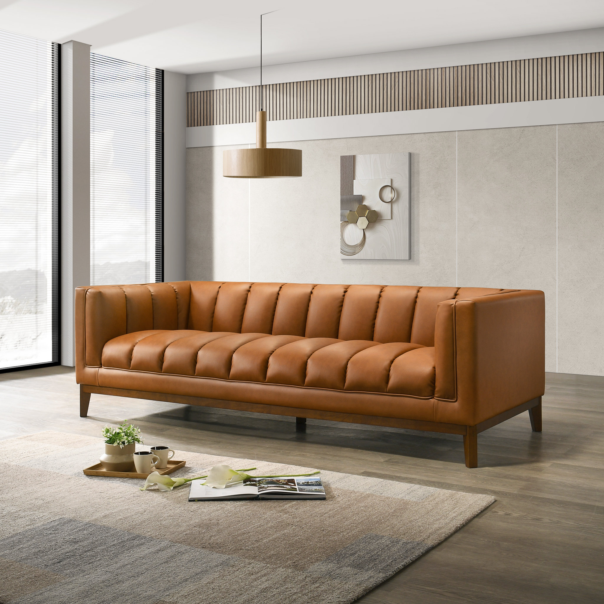 Latitude Run® Redmond Channel Tufted Modern Tuxedo Arm Sofa | Wayfair