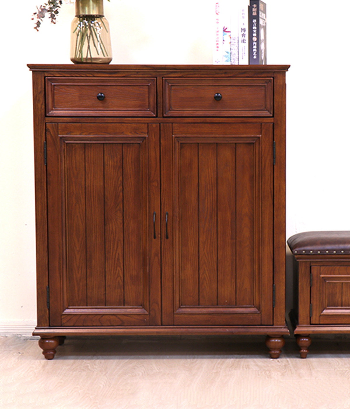 GLIDAS 45.28"H Dark Brown Wood Ash;Rubberwood Solid Wood Shoe Storage ...