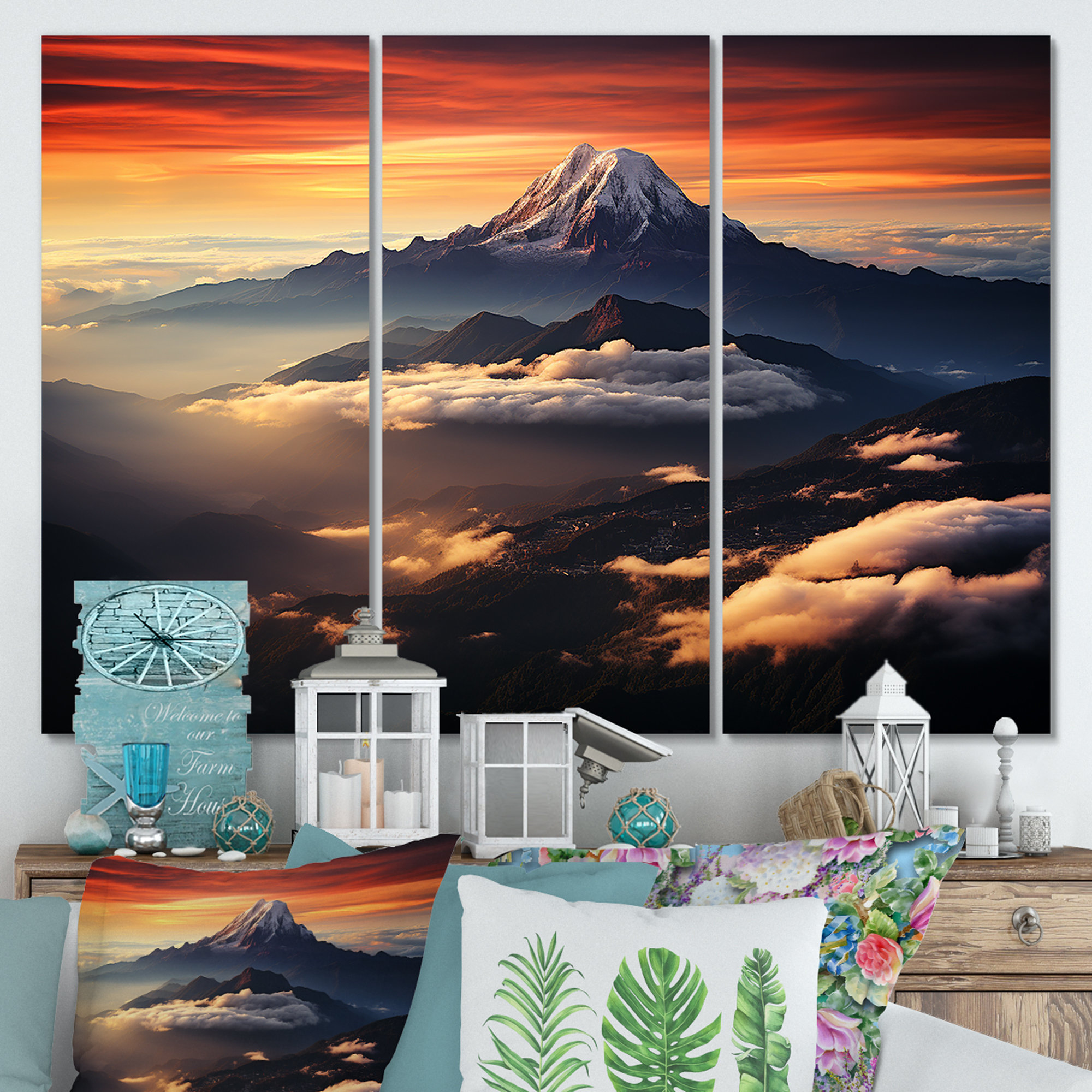 Millwood Pines Sunset Mount Kinabalu Malaysia - Mountains Canvas Art ...