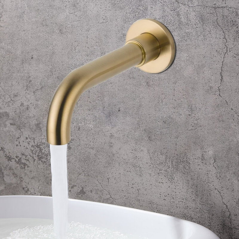 BathSelect Gold Wall-Mount Commercial Bathroom Touchless Faucet with ...