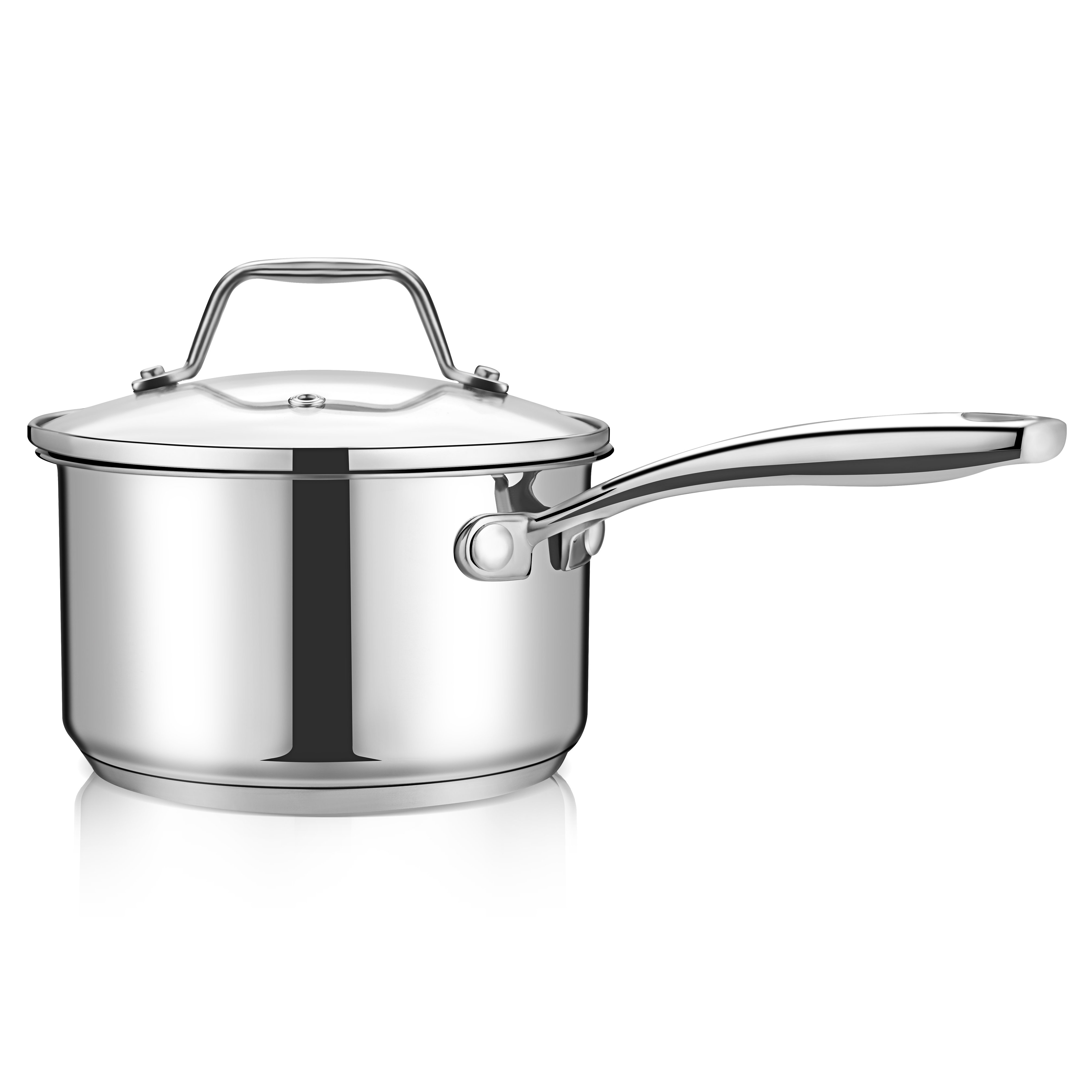 NutriChef Cookware Saucepan 2 qt. Stainless Steel Soup Pot With Lid ...