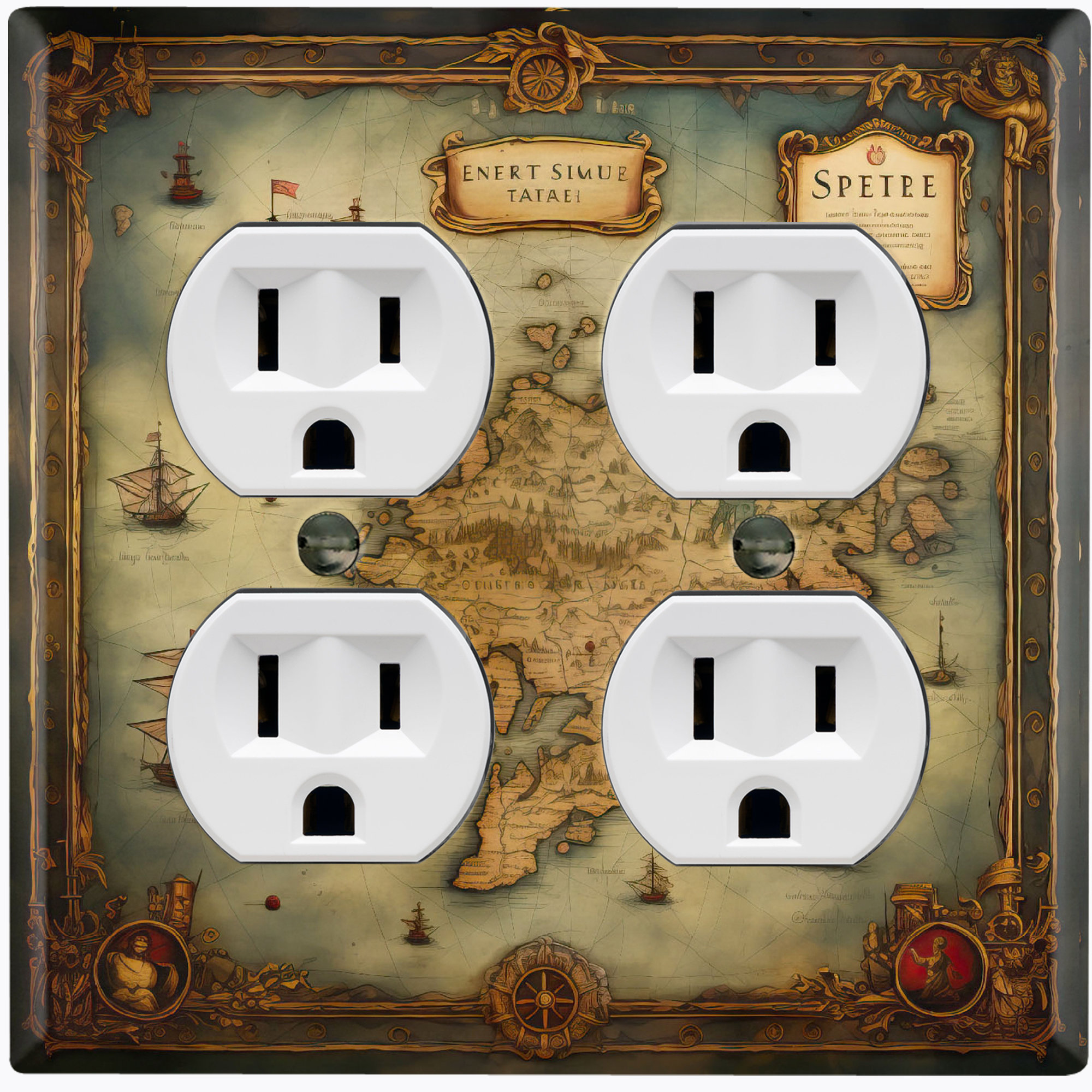 WorldAcc Metal Light Switch Plate Outlet Cover (Ship Travel World Map ...