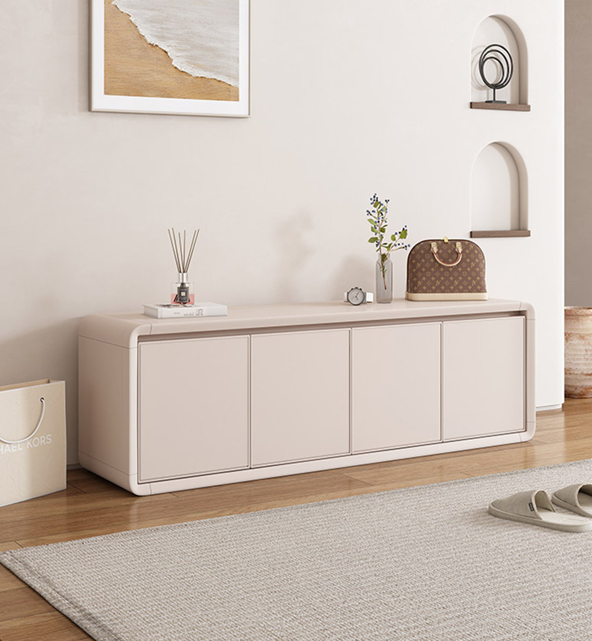 Ebern Designs Creamy Style Aluminum Alloy Floor Shoe Storage Bench ...