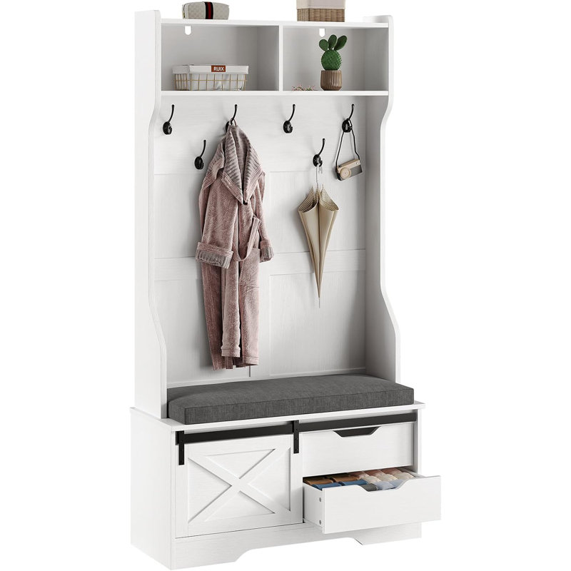 August Grove Maci Hall Tree 60'' Wide with Bench and Shoe Storage ...