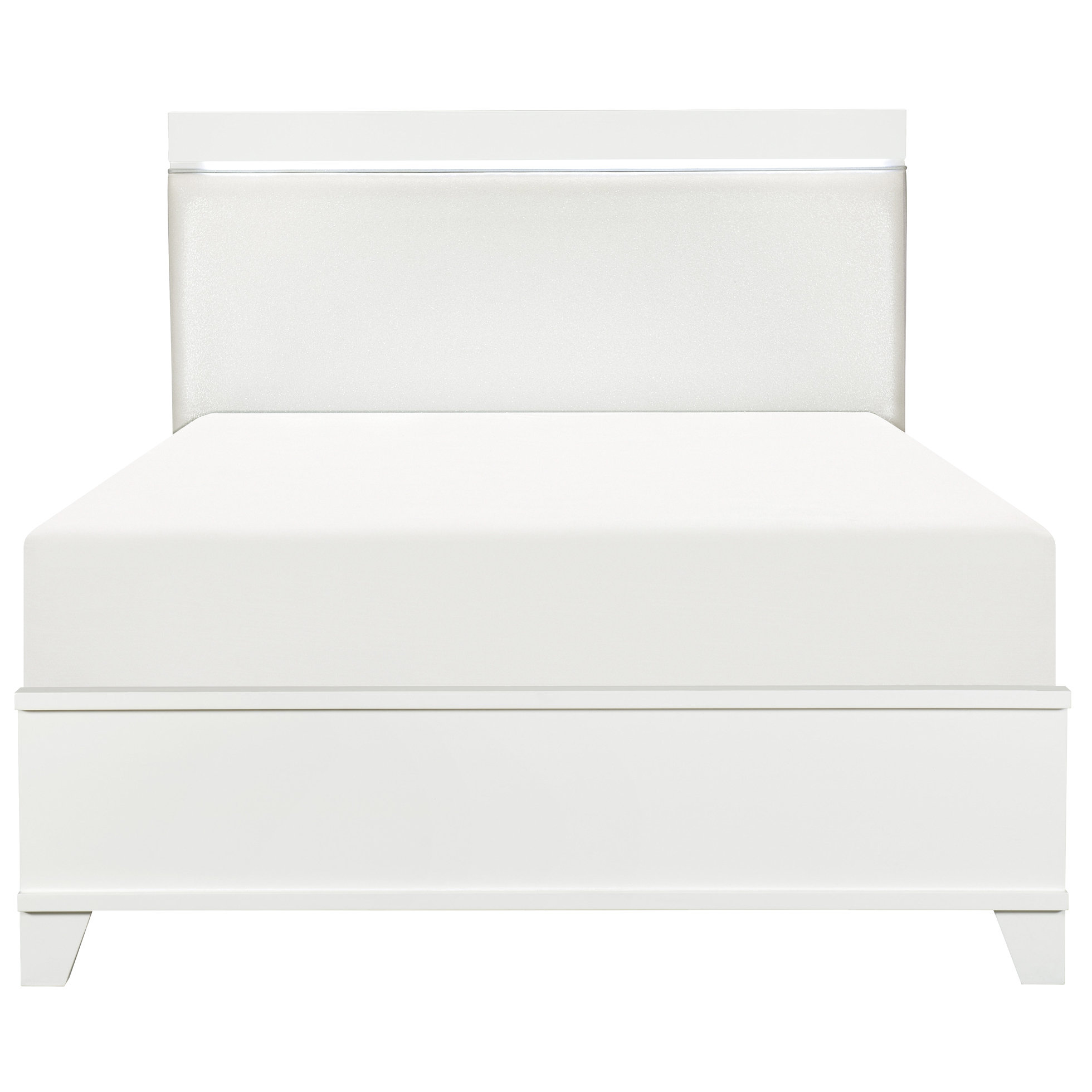 Brayden Studio® White Headboard Modern Full Bed With Led Lighting In ...