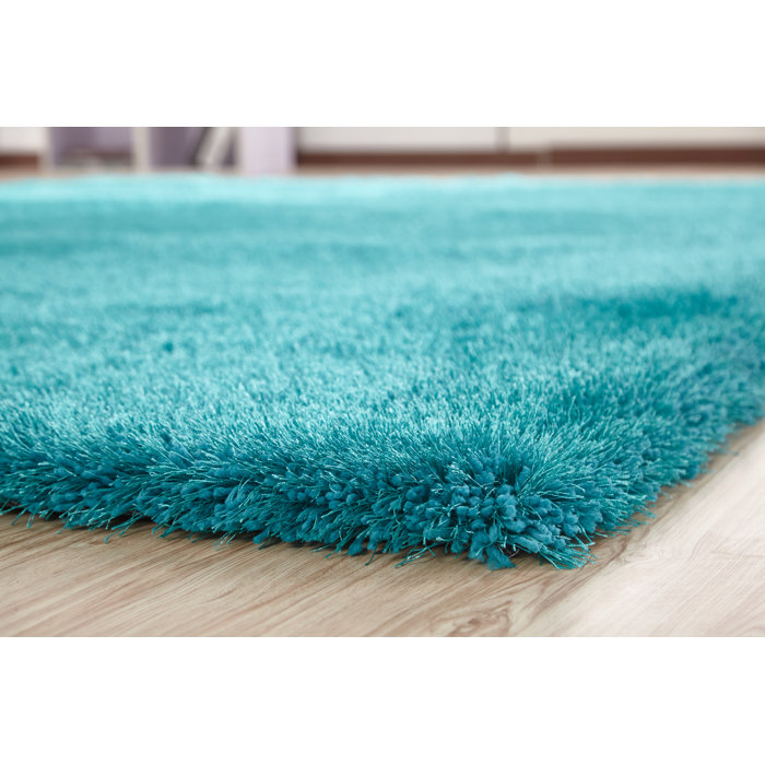 Latitude Run® Huya Hand-Tufted Turquoise Shag Area Rug & Reviews | Wayfair
