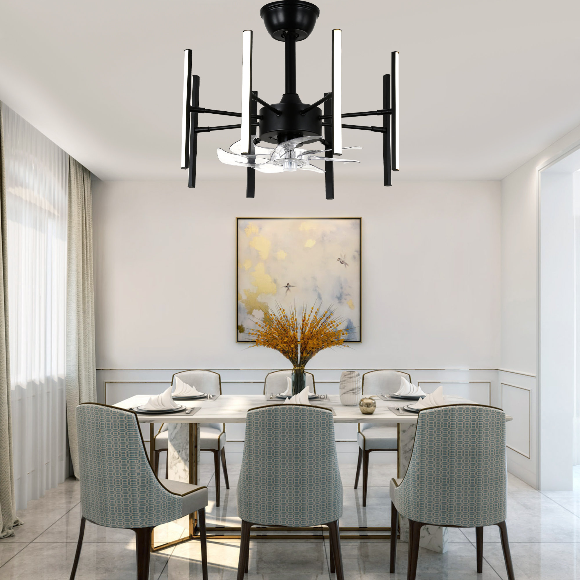 Wrought Studio™ 18" 7-Blade DIY Shape Ceiling Fan With Lights Remote ...